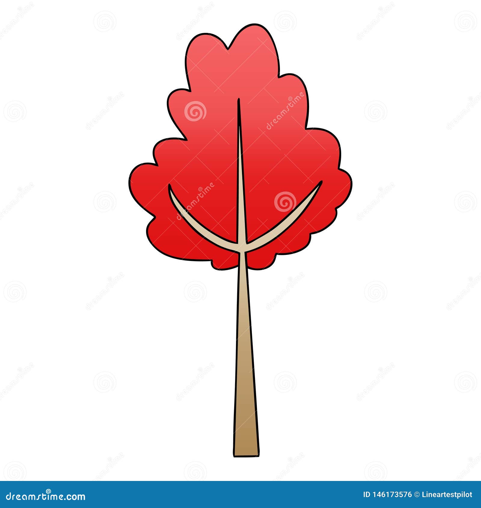 Gradient Shaded Quirky Cartoon Tree in Fall Stock Vector - Illustration ...
