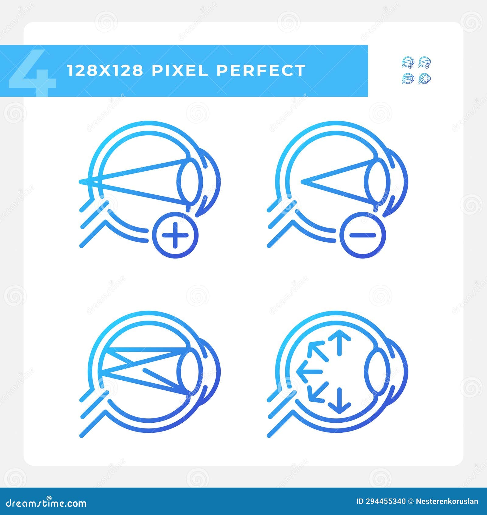 Gradient Simple Eye Care Icons Collection Stock Vector - Illustration ...