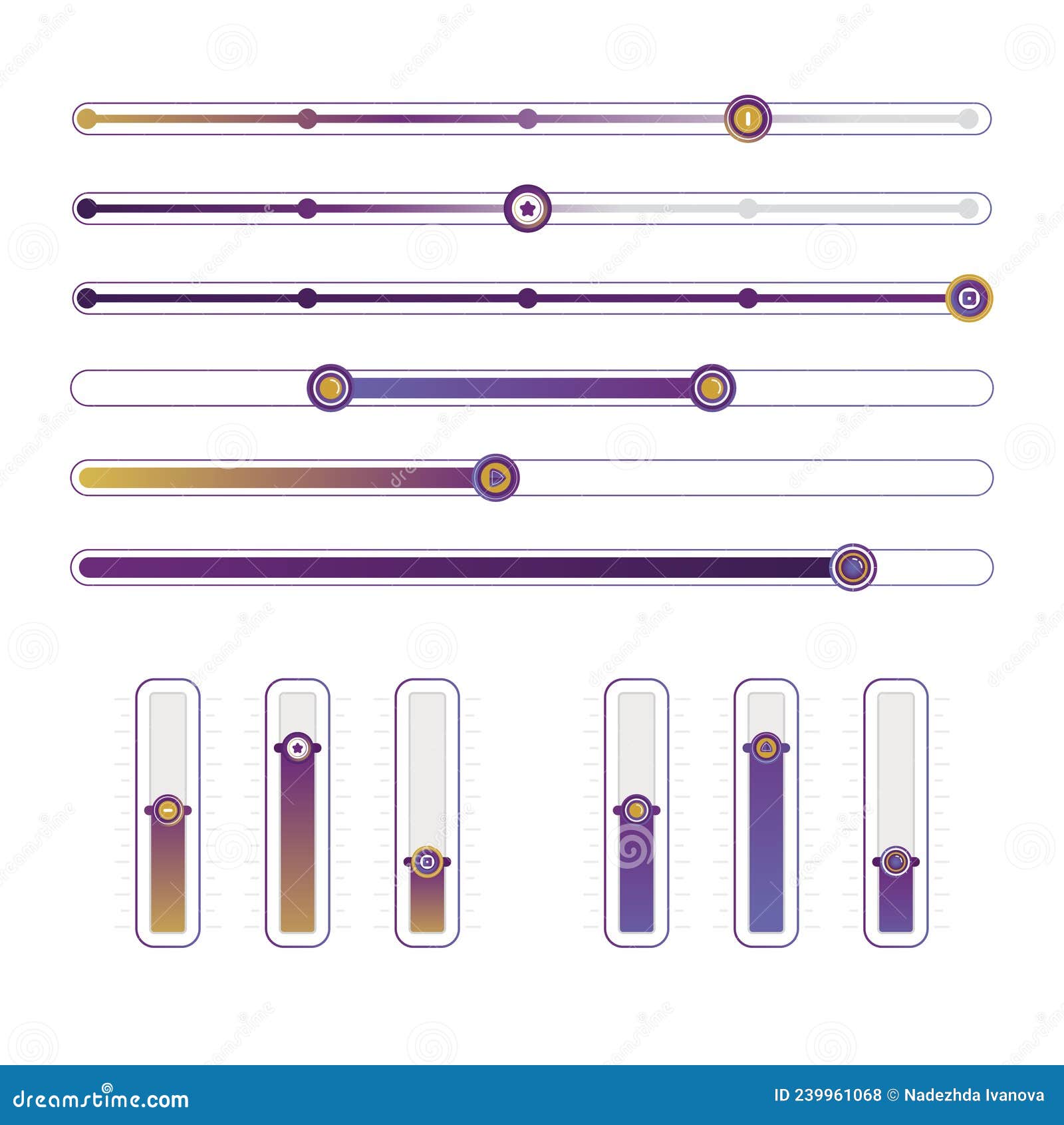 Gradient Sliders Set Vector Illustration. Stock Vector - Illustration ...