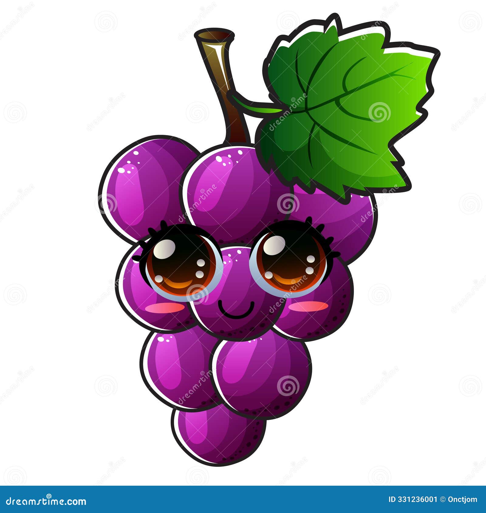 Gradient Smiling Grape Cartoon Sticker Stock Illustration ...