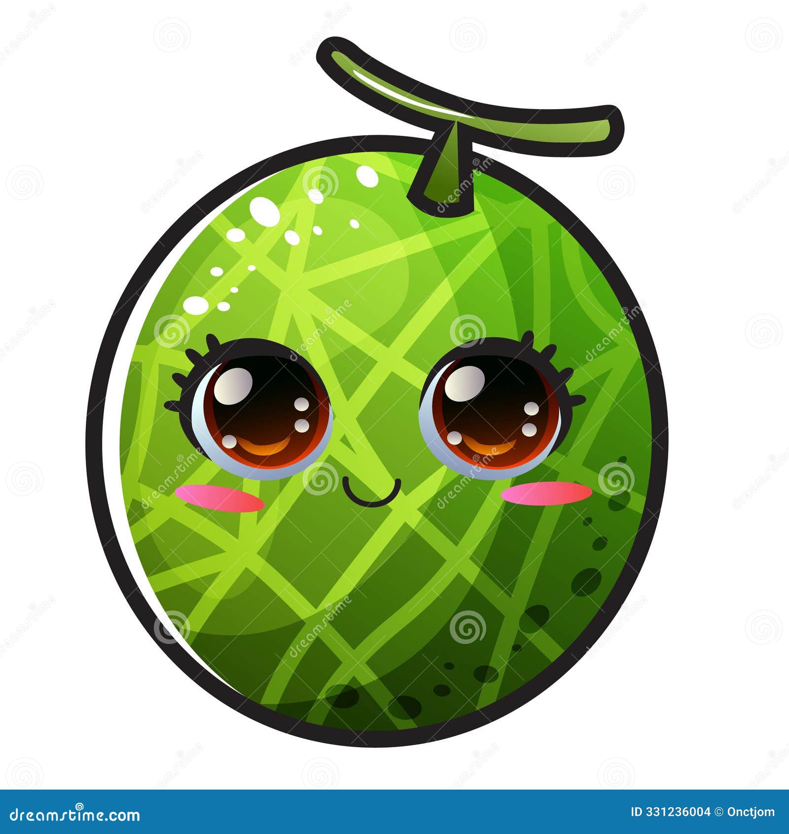 Gradient Smiling Melon Cartoon Sticker Stock Illustration ...