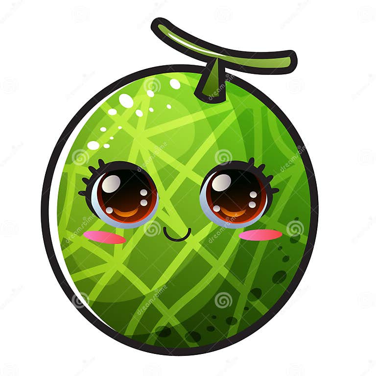 Gradient Smiling Melon Cartoon Sticker Stock Illustration ...