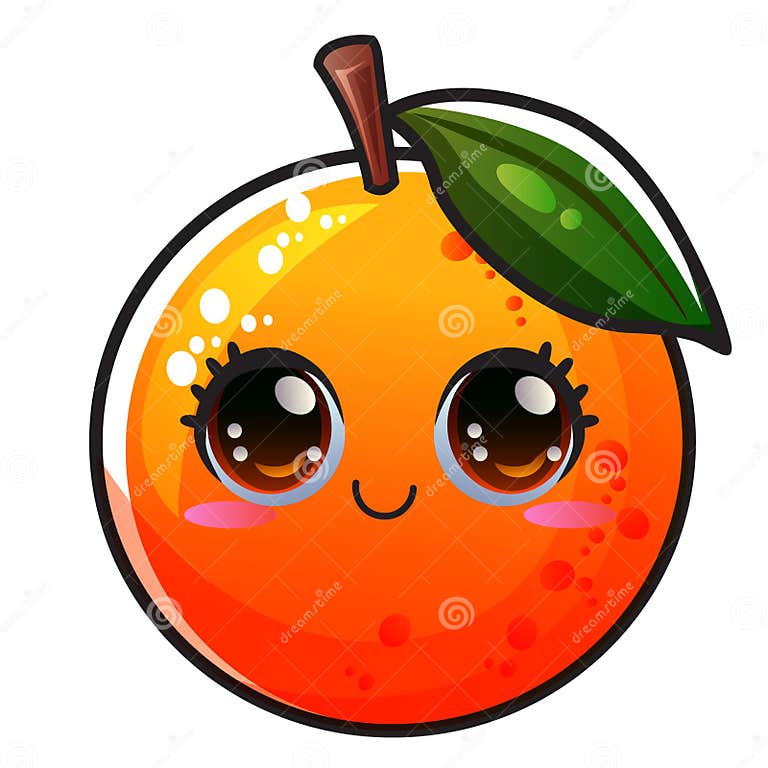 Gradient Smiling Orange Cartoon Sticker Stock Illustration ...