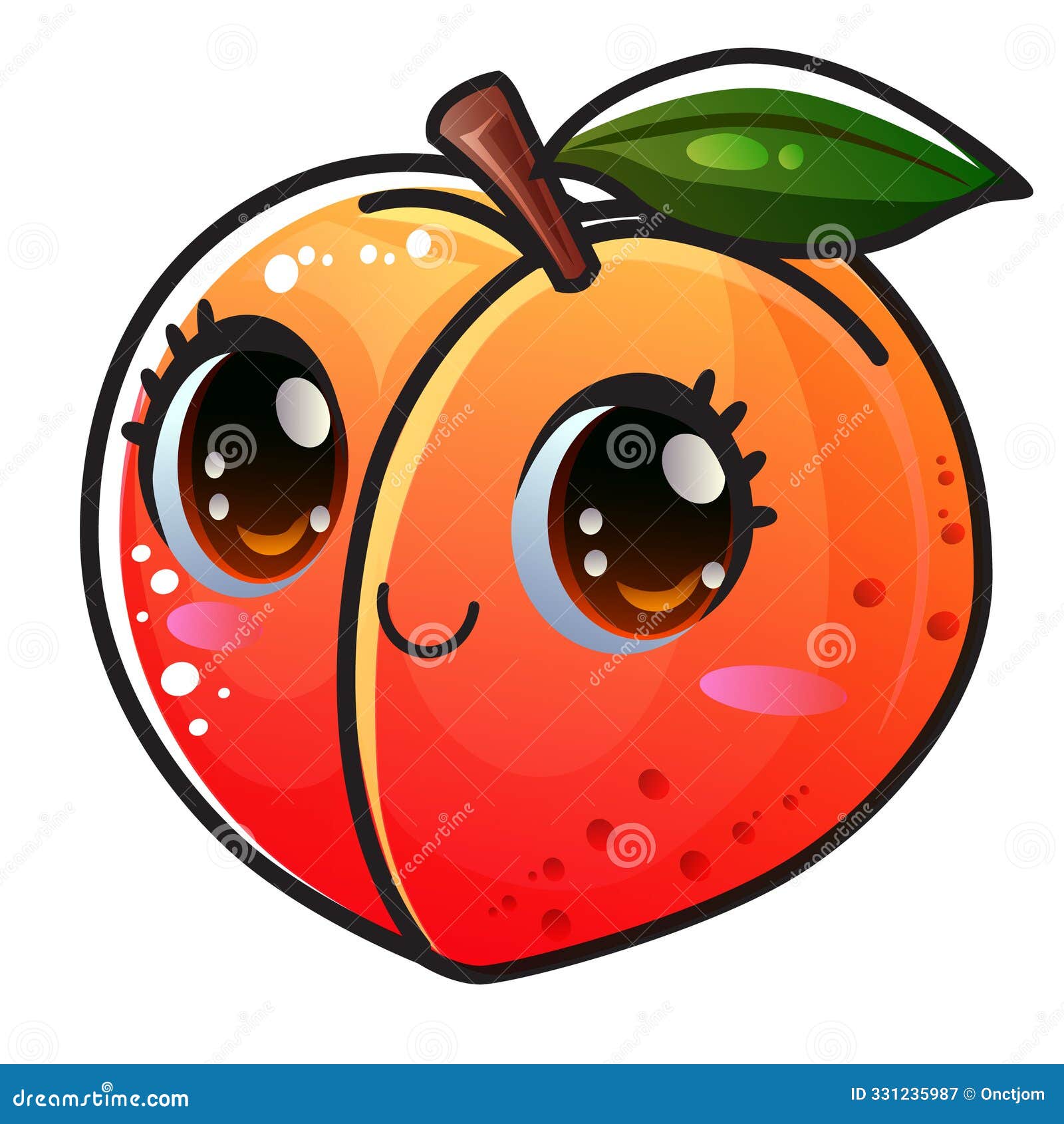 Gradient Smiling Peach Cartoon Sticker Stock Illustration ...
