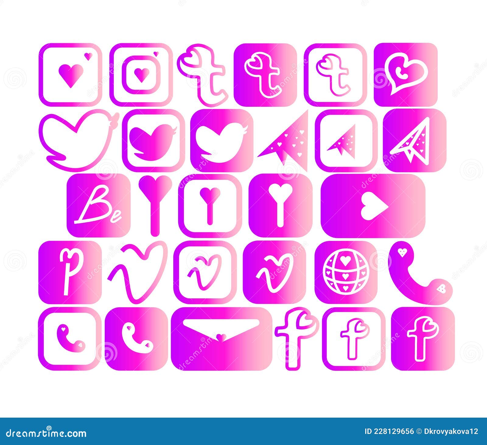 Gradient Social Media Icons Pack Vector Illustration | CartoonDealer ...