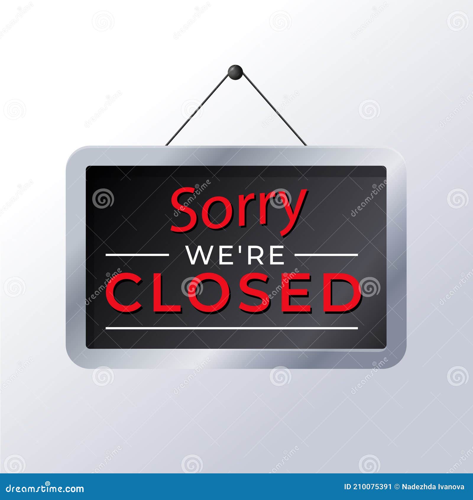 Gradient Sorry, Were Closed Signboard Vector Illustration. Stock Vector ...