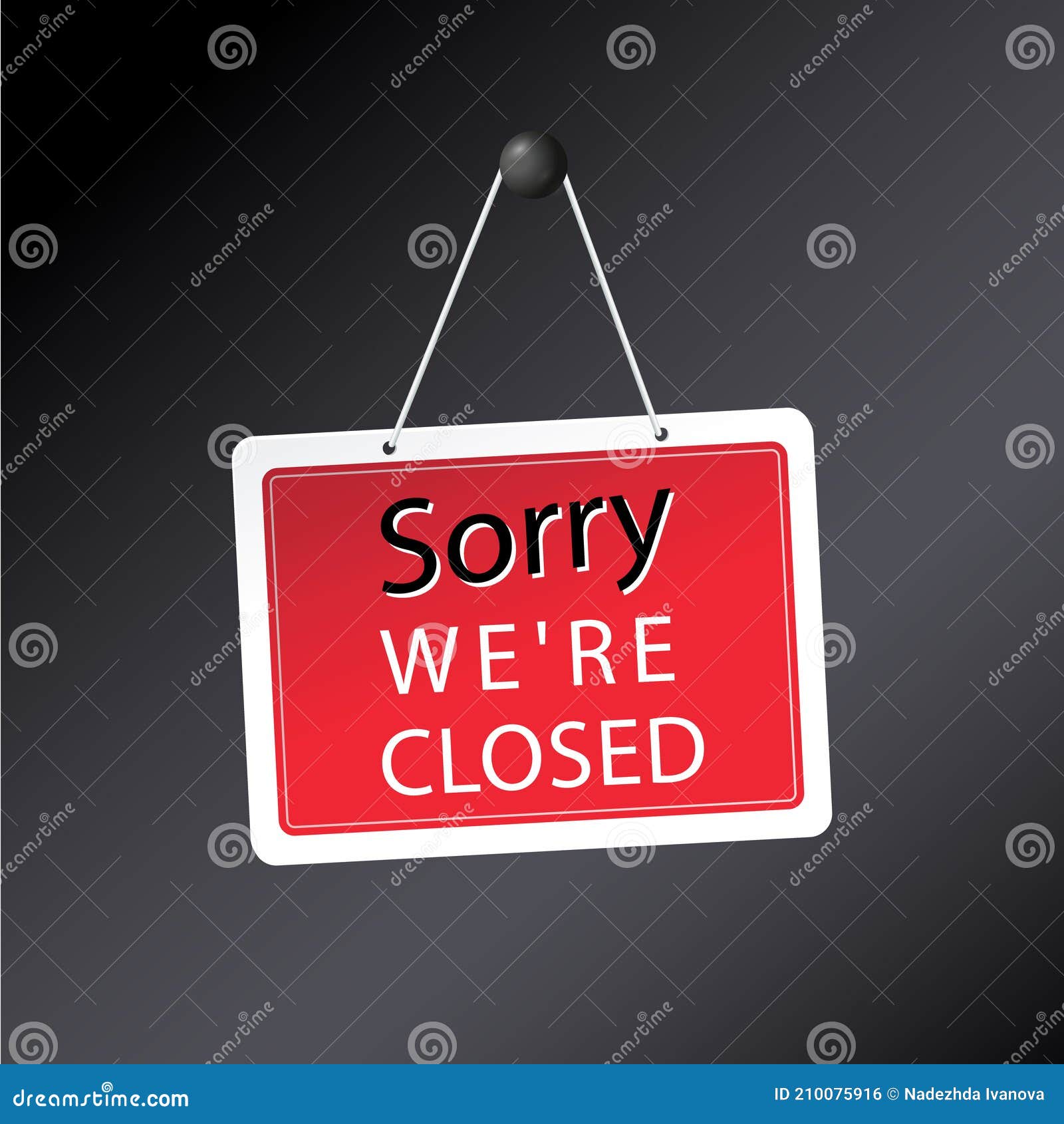 Gradient Sorry, Were Closed Signboard Vector Illustration. Stock Vector ...