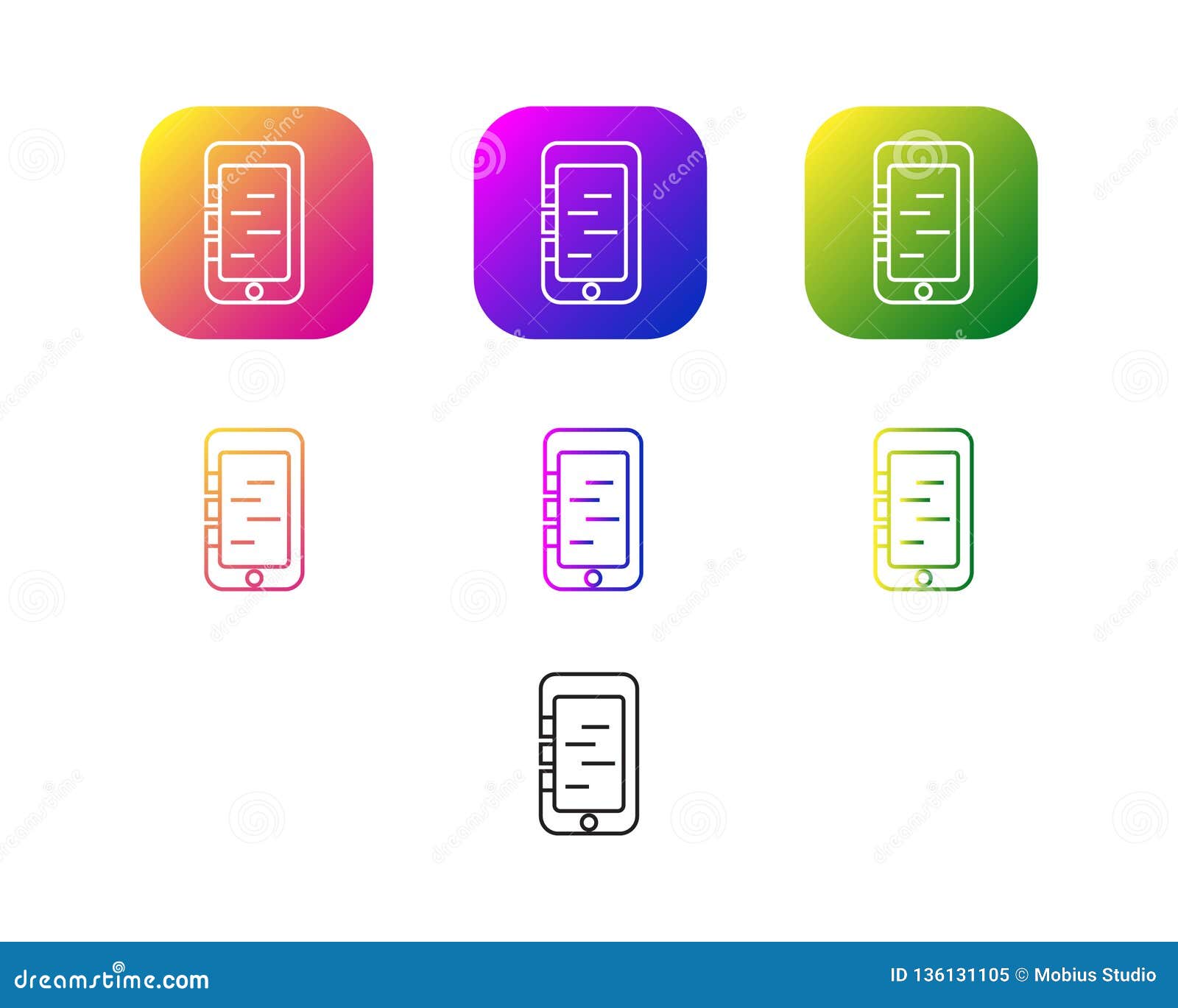 3 Color Gradient Phone, Linear Icon. One of a Set of Linear Web Icons ...