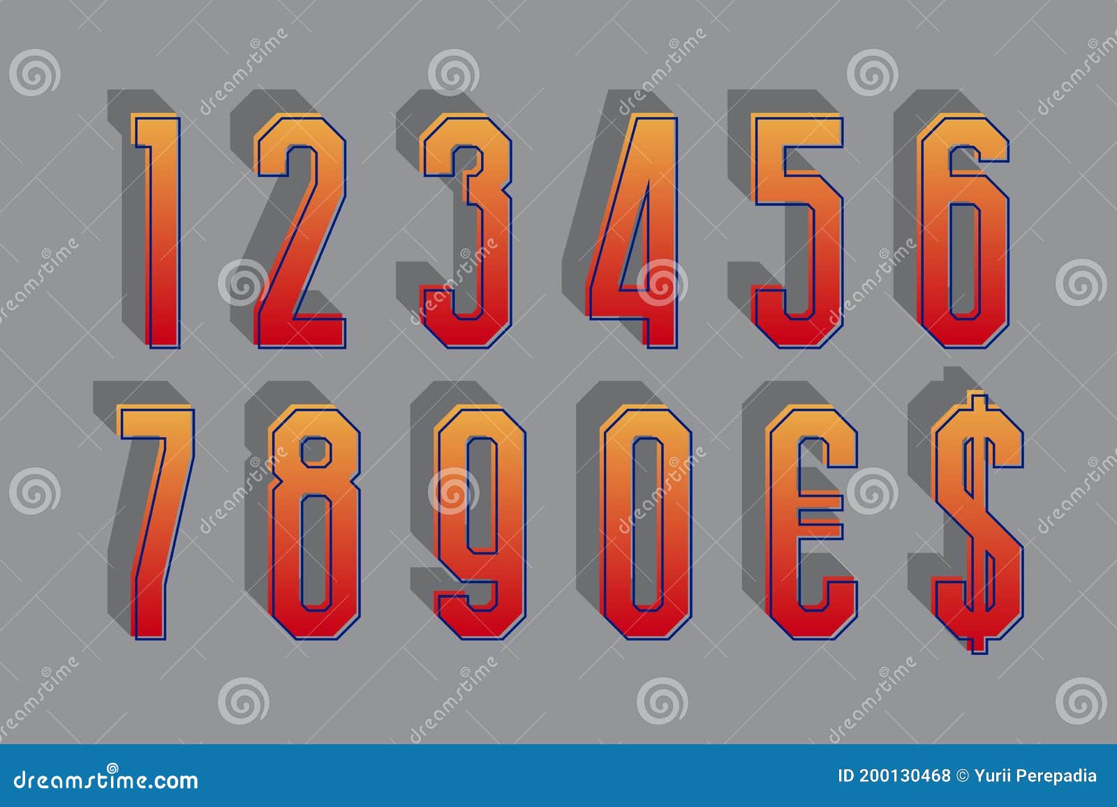 Gradient Stylized Numbers with Currency Signs in 3d Urban Style Stock ...