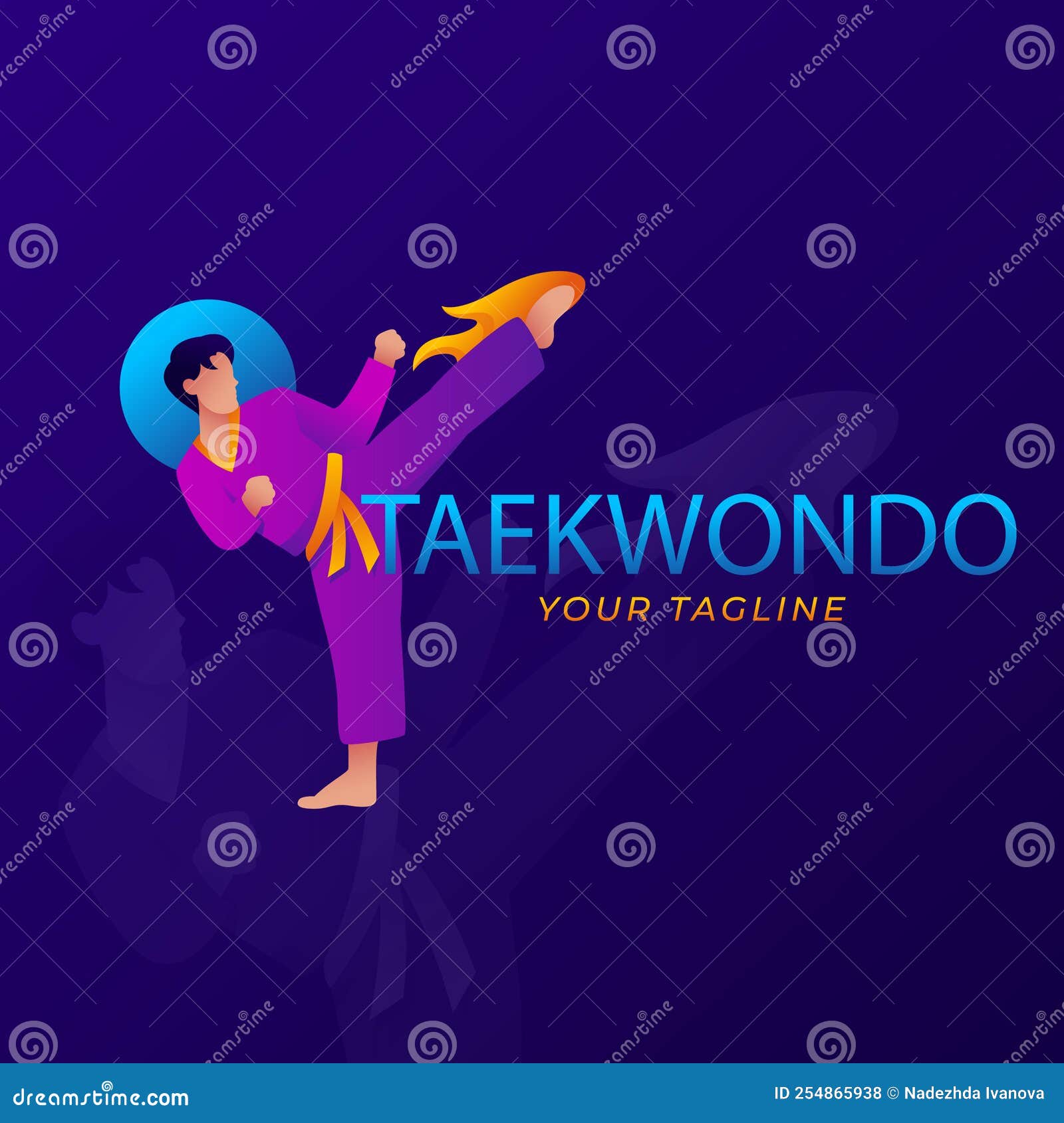 Gradient Taekwondo Logo Design Vector Illustration Stock Vector ...