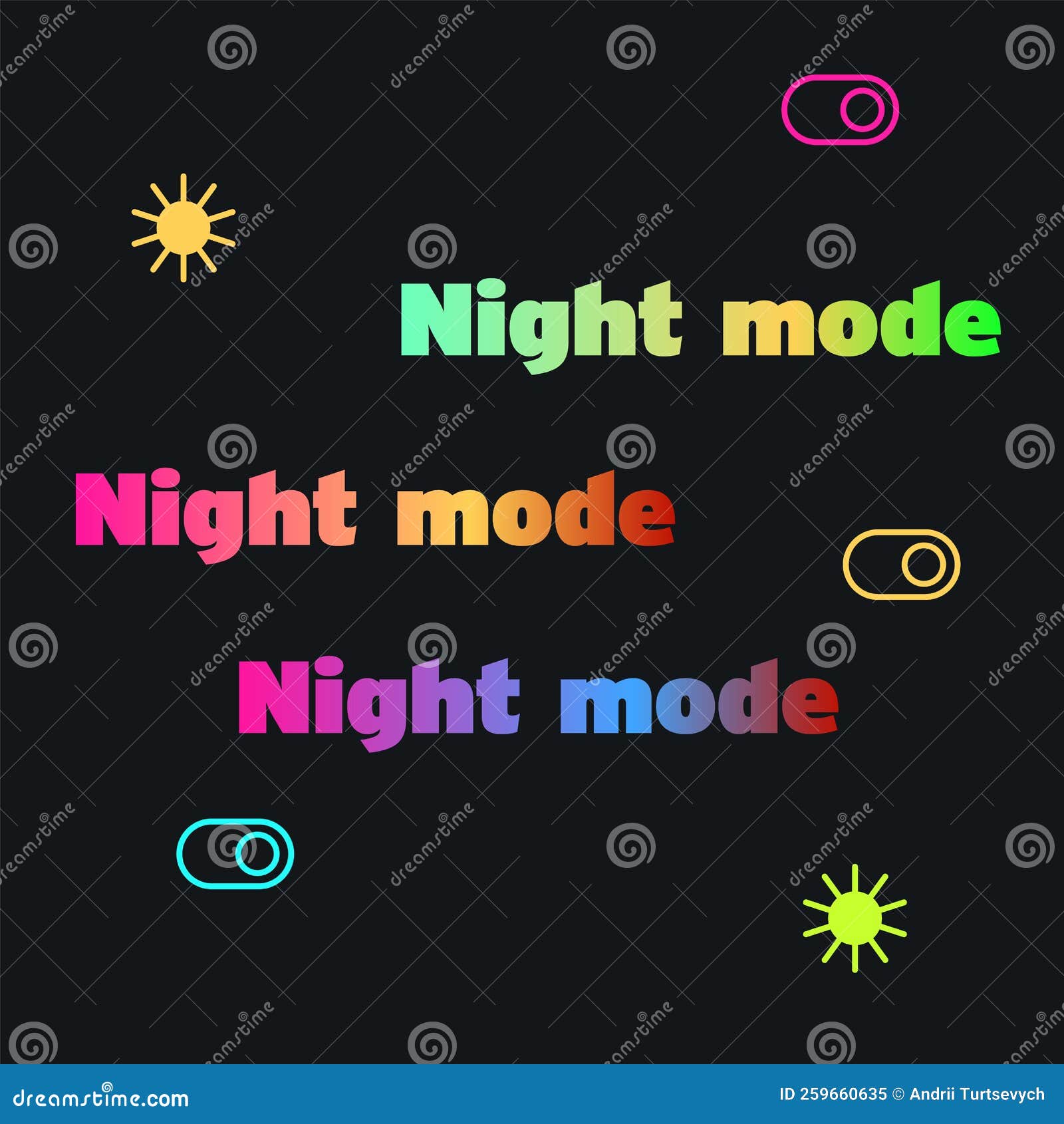 Gradient Text - Night Mode, Vector Rainbow Style on Dark Background ...