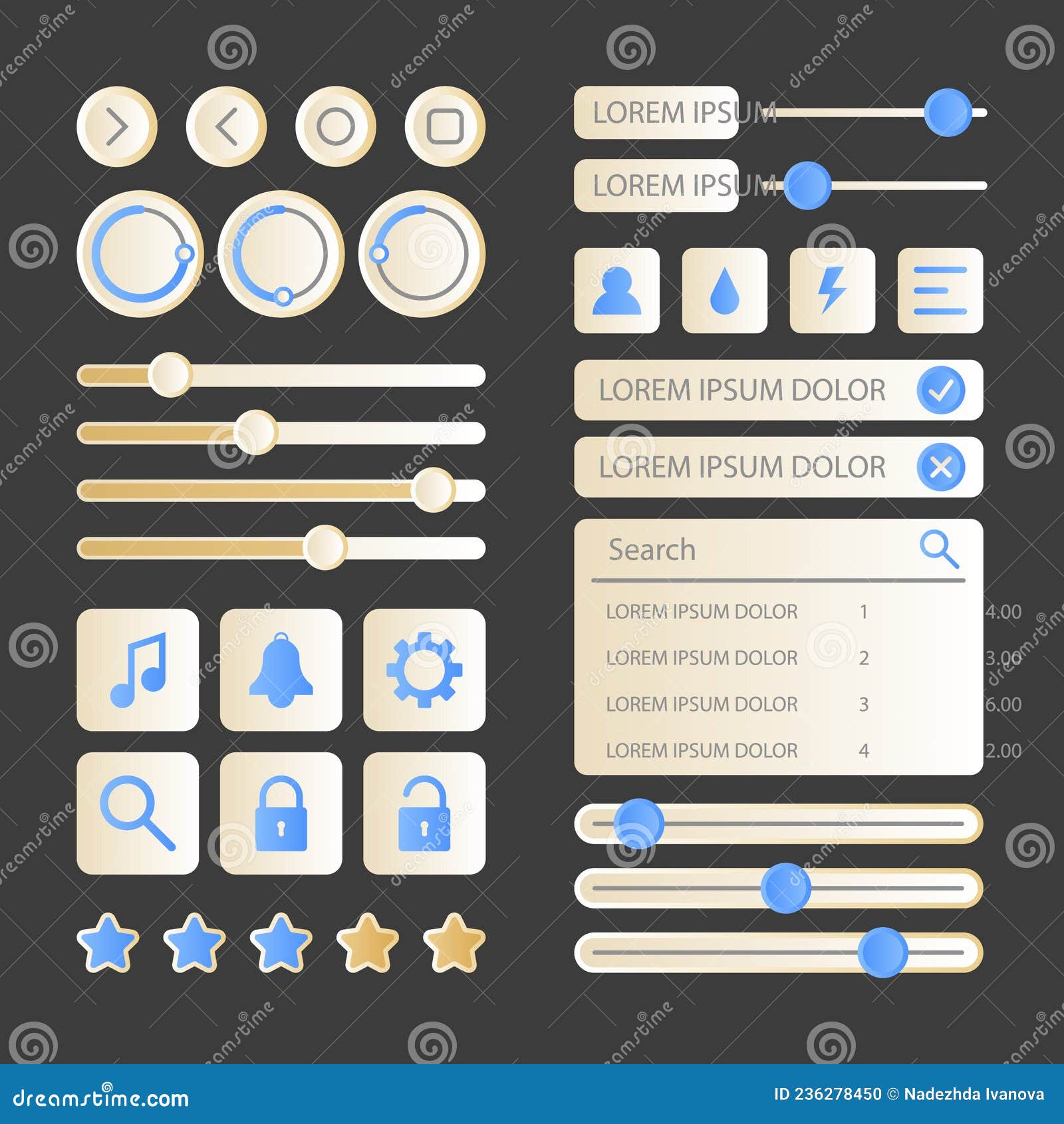 Gradient Ui Kit Set Vector Illustration. Stock Vector - Illustration of ...