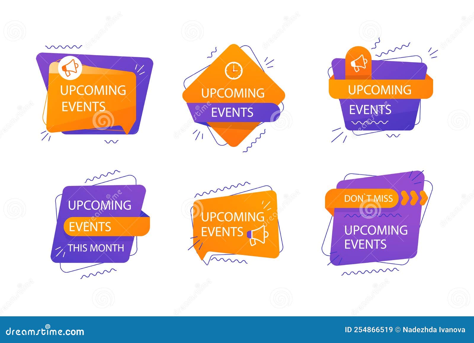 Gradient Upcoming Events Labels Vector Illustration Stock Vector ...