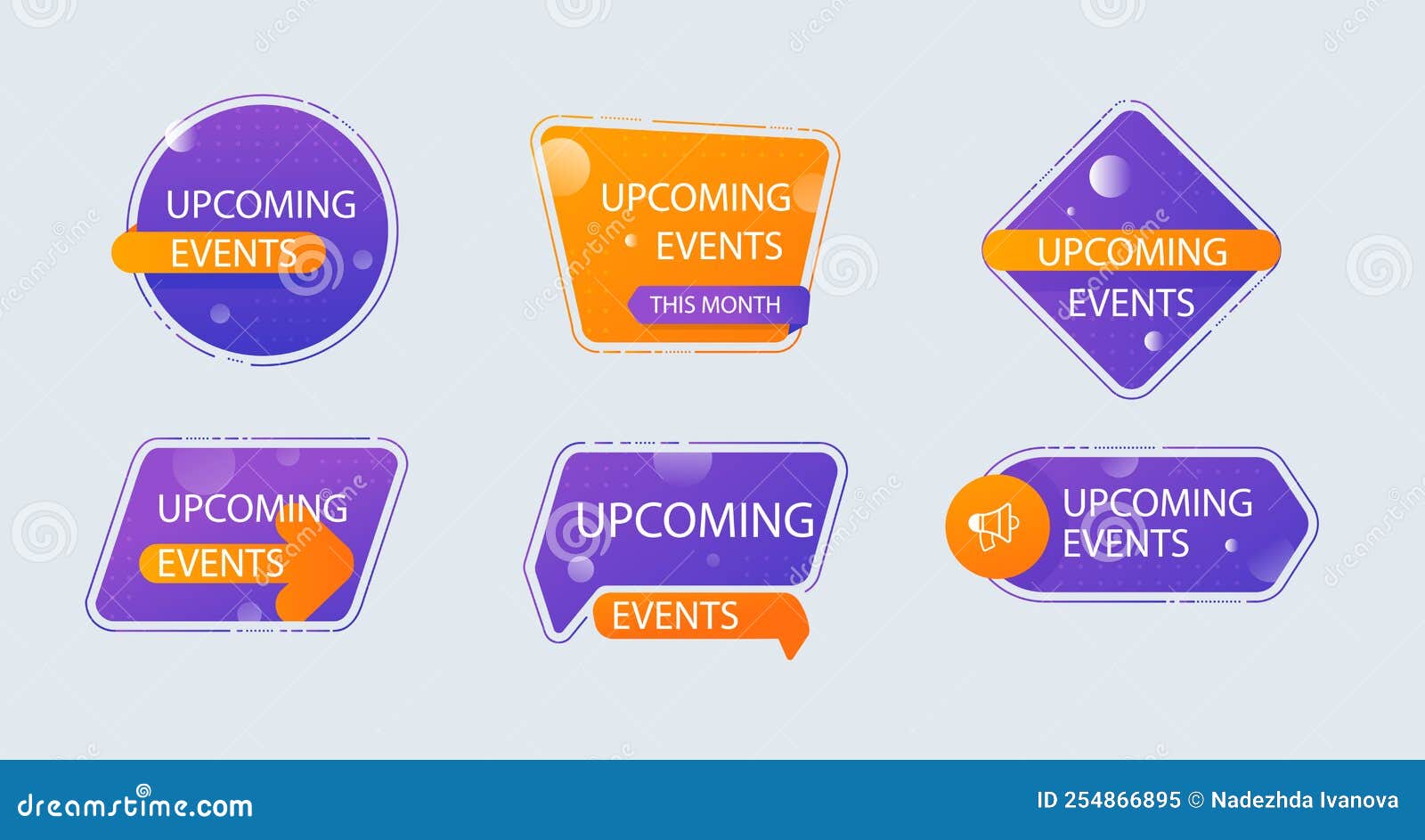Gradient Upcoming Events Labels Vector Illustration Stock Vector ...