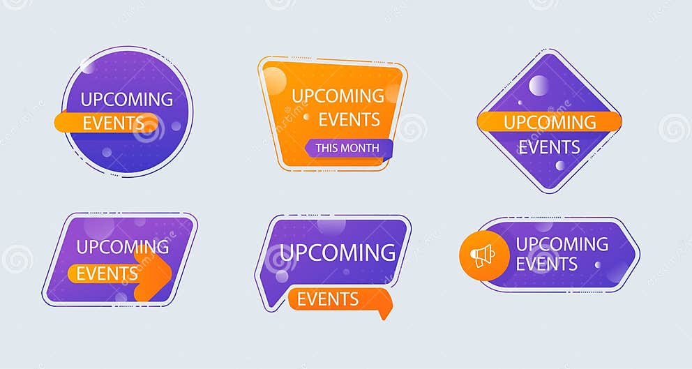 Gradient Upcoming Events Labels Vector Illustration Stock Vector ...