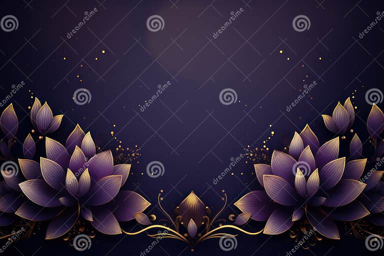 Gradient Violet Background Random Symmetric Gold Lined Subtle Indian ...