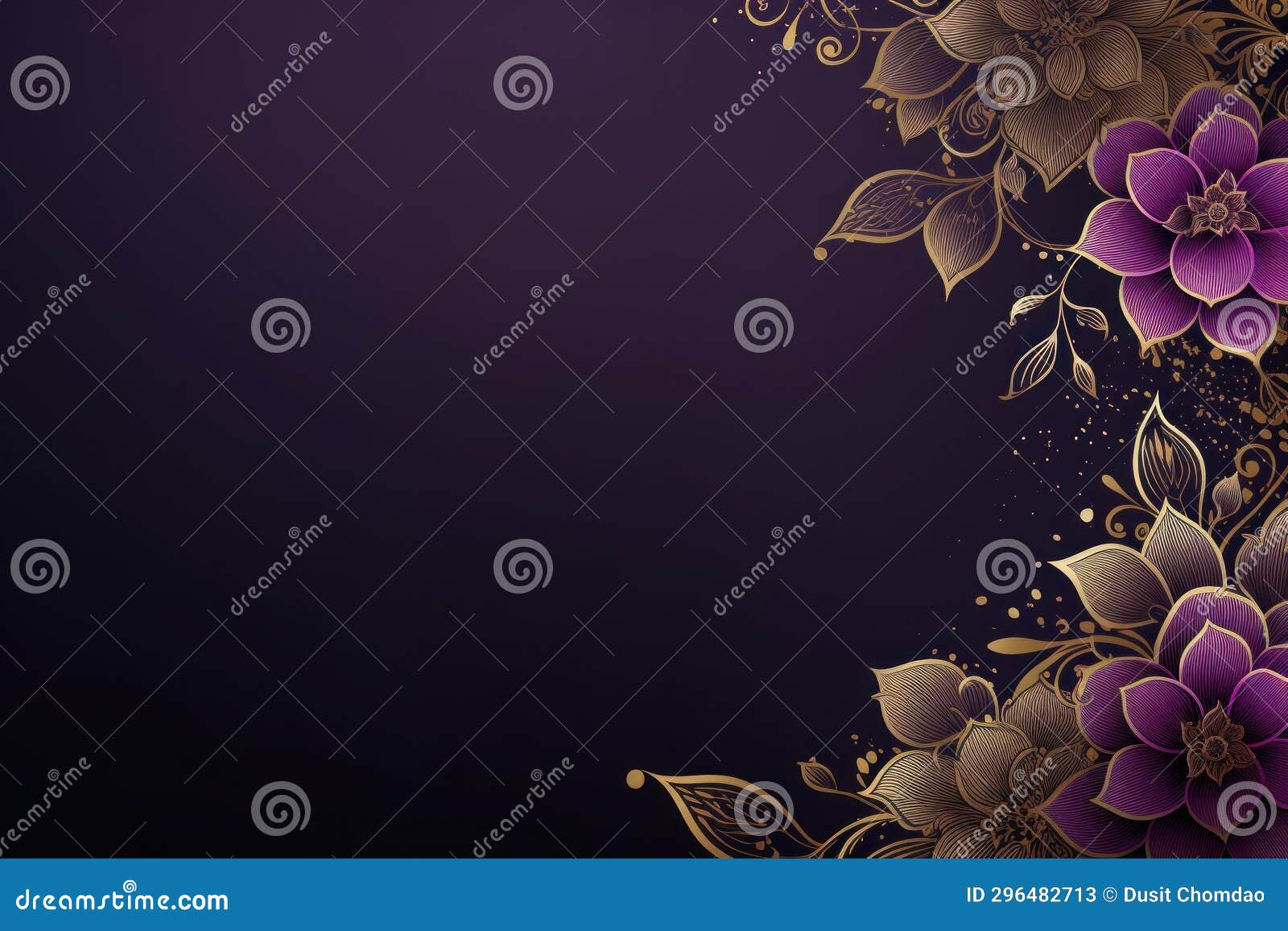 Gradient Violet Background Random Symmetric Gold Lined Subtle Indian ...