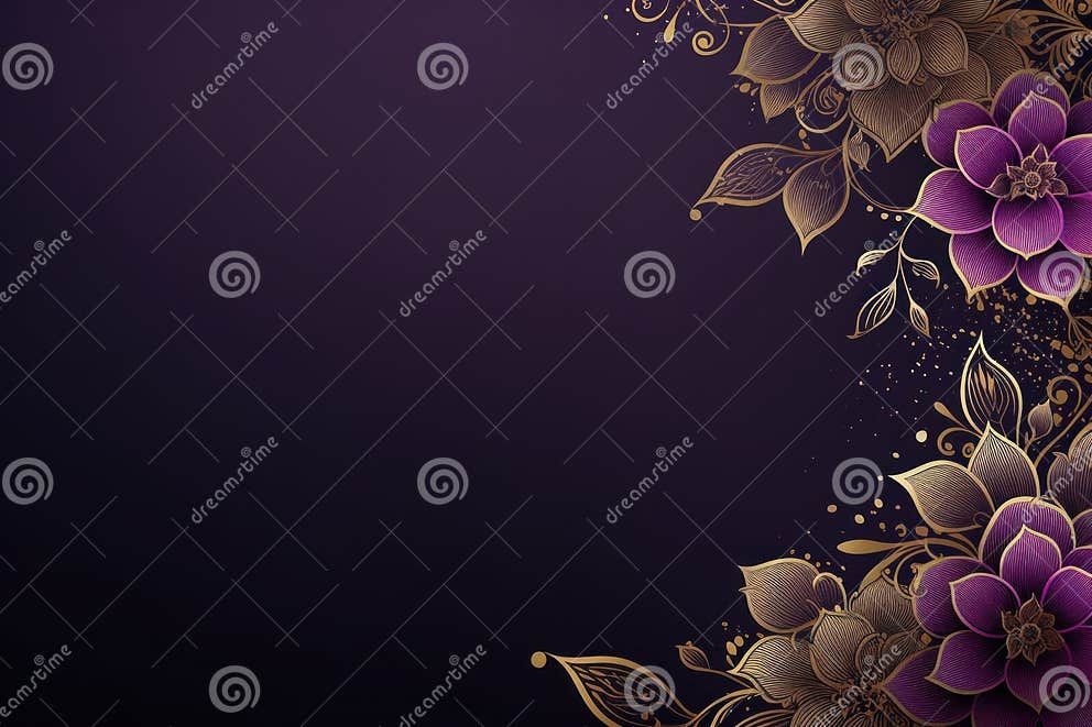Gradient Violet Background Random Symmetric Gold Lined Subtle Indian ...