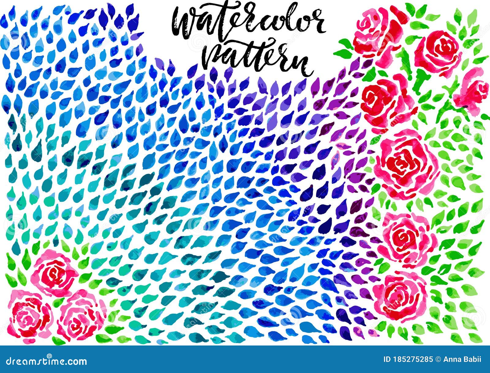 Gradient Watercolor Floral Background with Red Roses. Vector ...