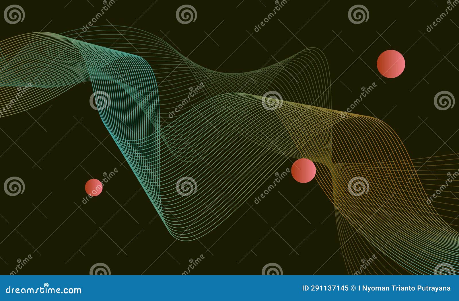 Gradient Wavy Lines with Circle on Background. Stock Vector ...