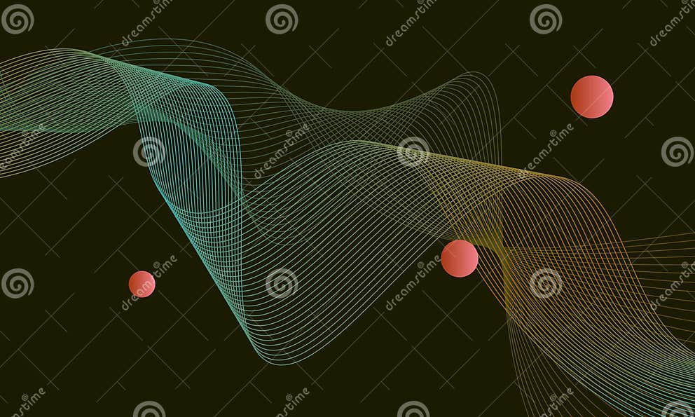 Gradient Wavy Lines with Circle on Background. Stock Illustration ...