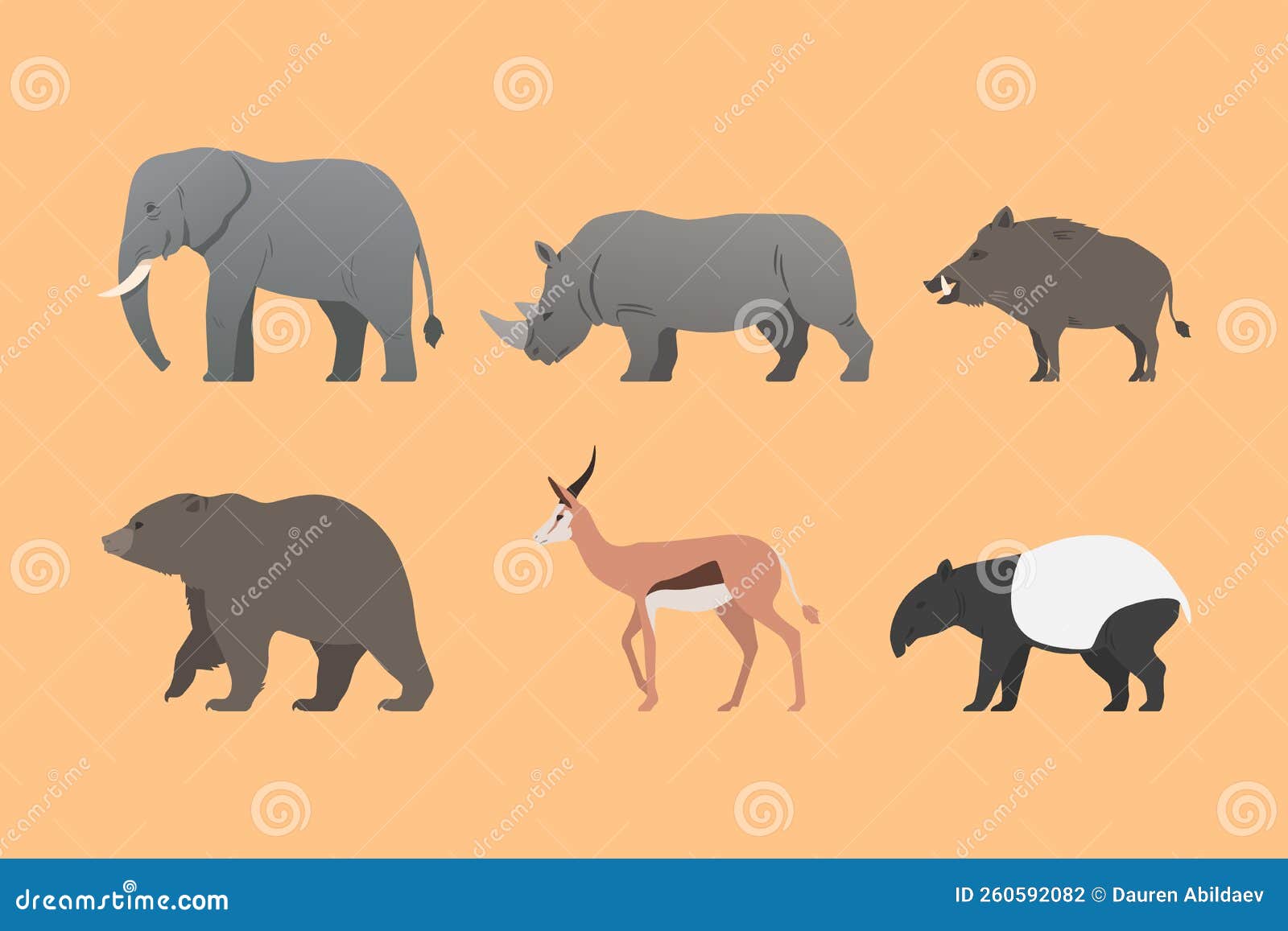 Gradient Wild Animals Vector Illustration. Stock Vector - Illustration ...