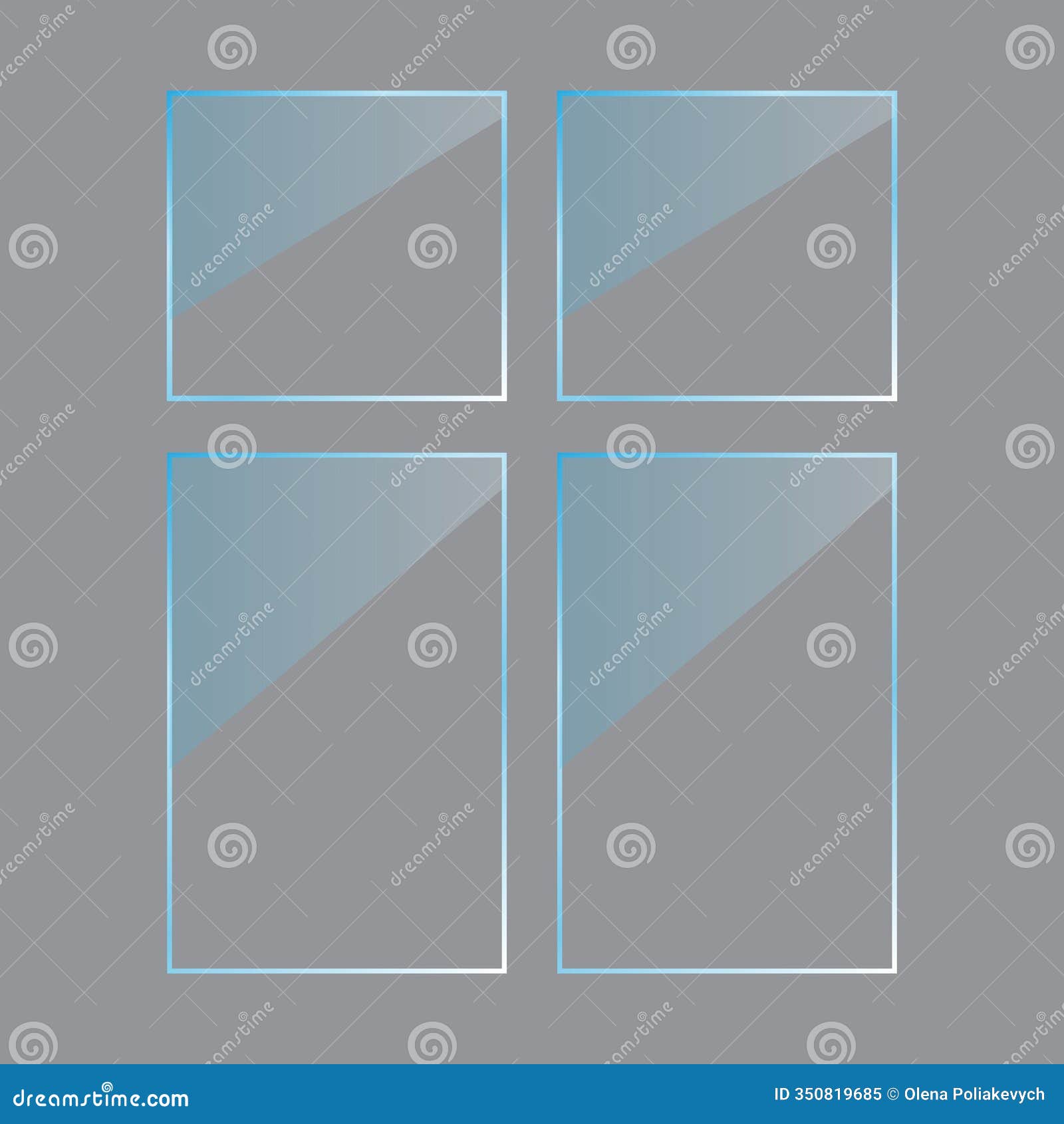 Gradient Window Panels. Geometric Vector Shapes. Blue and Gray Tones ...