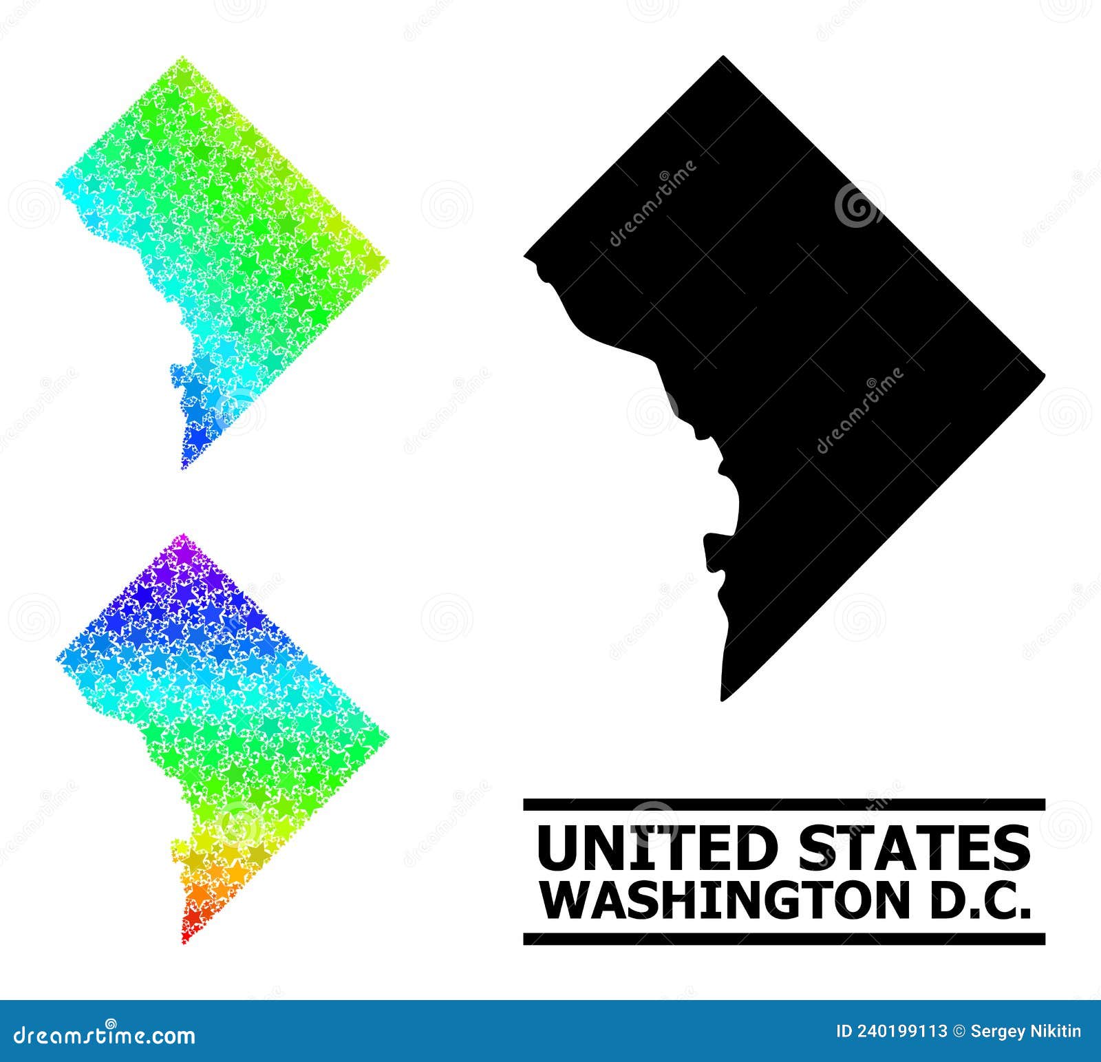Gradiente De Arcoiris Estelar Mosaico Mapa Del Collage Dc De Washington