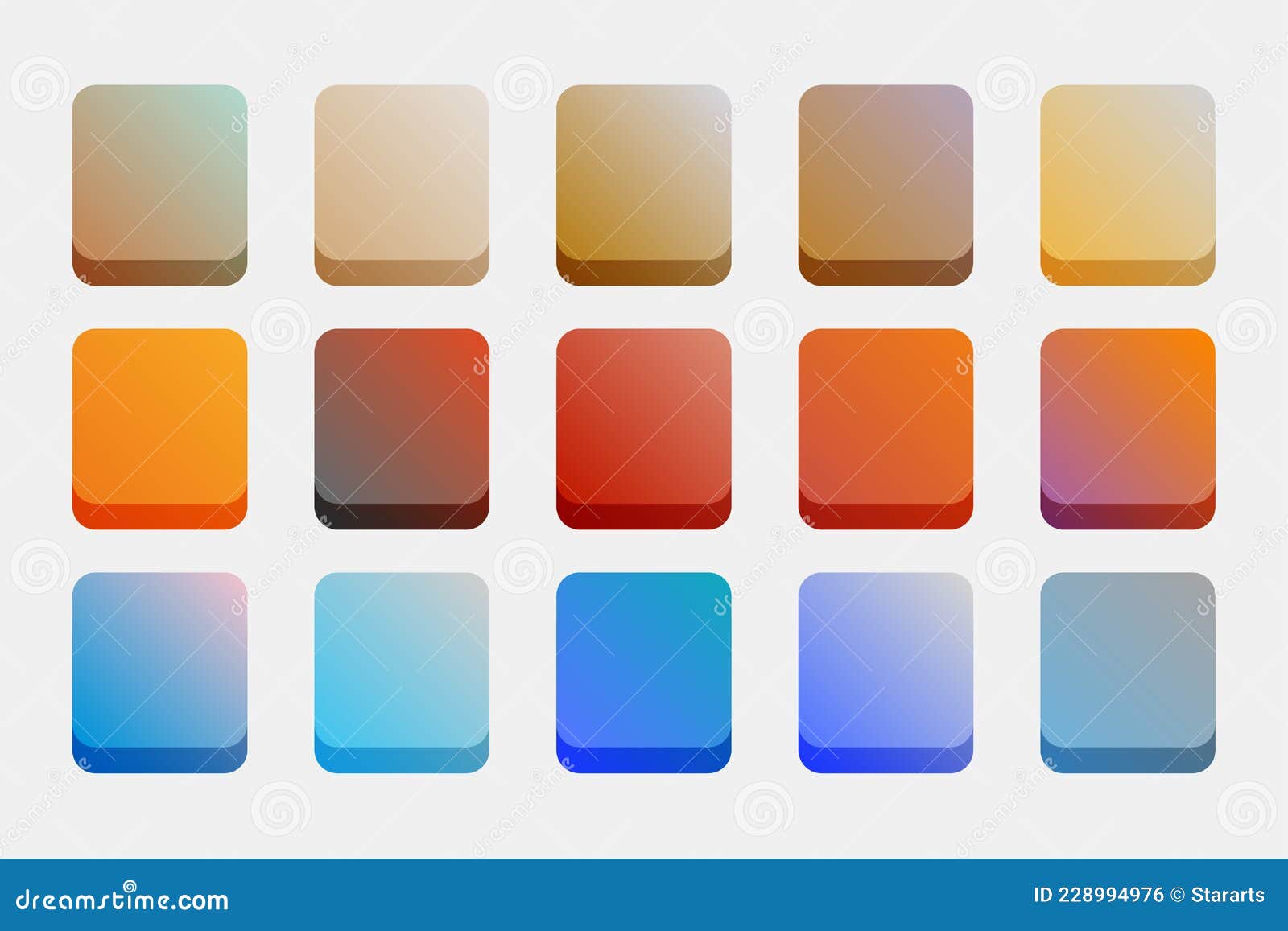 Gradients Set in Warm and Cool Colors Stock Vector - Illustration of ...
