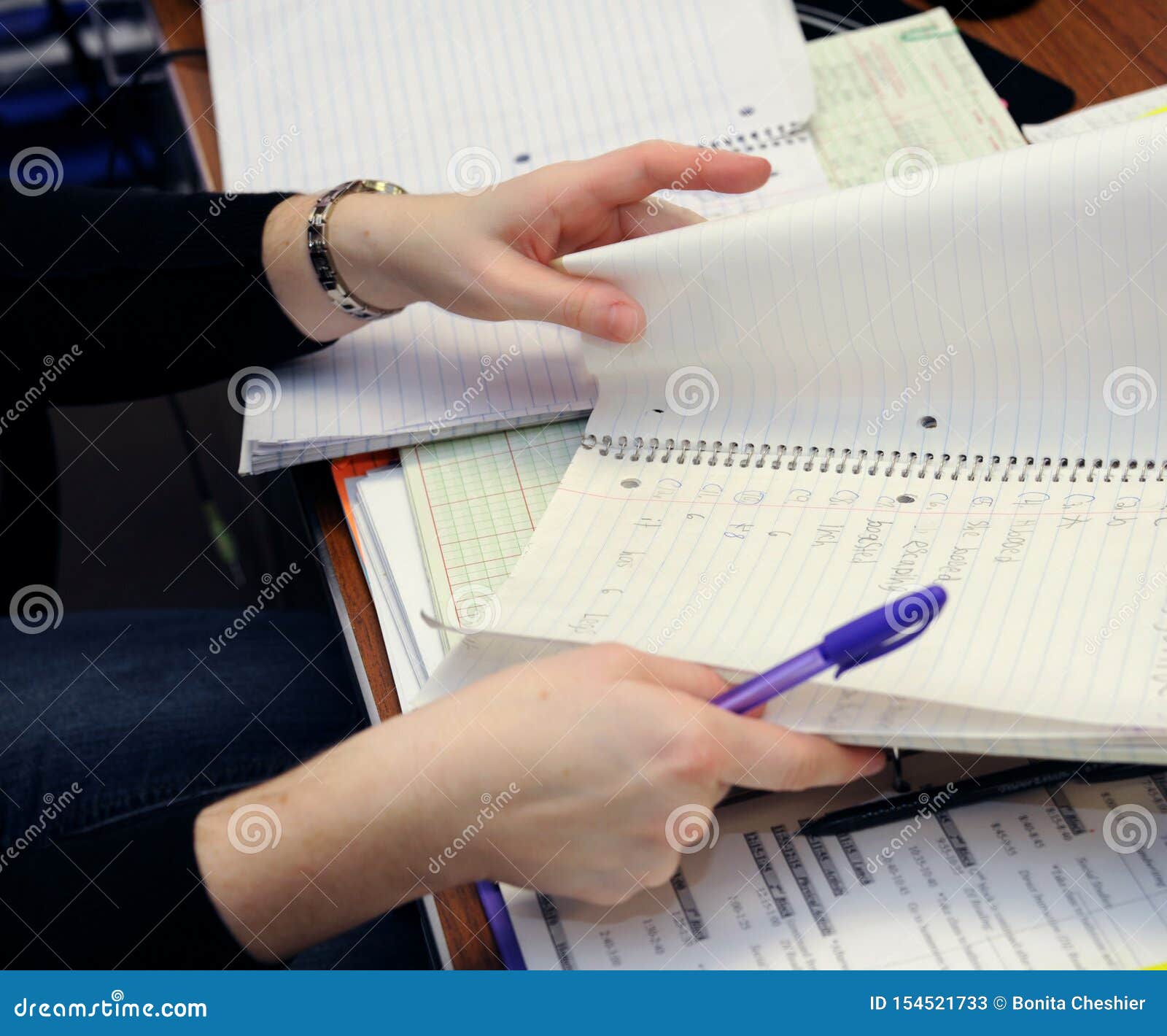 Grading Homework Papers stock image. Image of close - 154521733