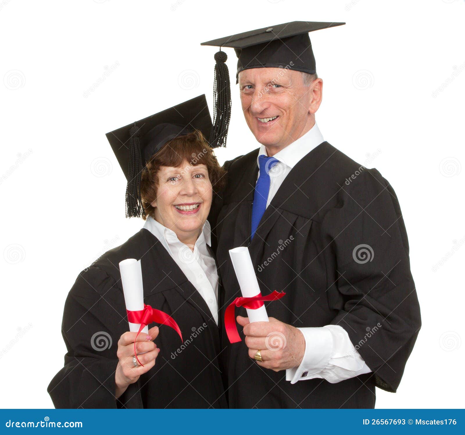 Graduados mayores imagen de archivo. Imagen de aislado - 26567693