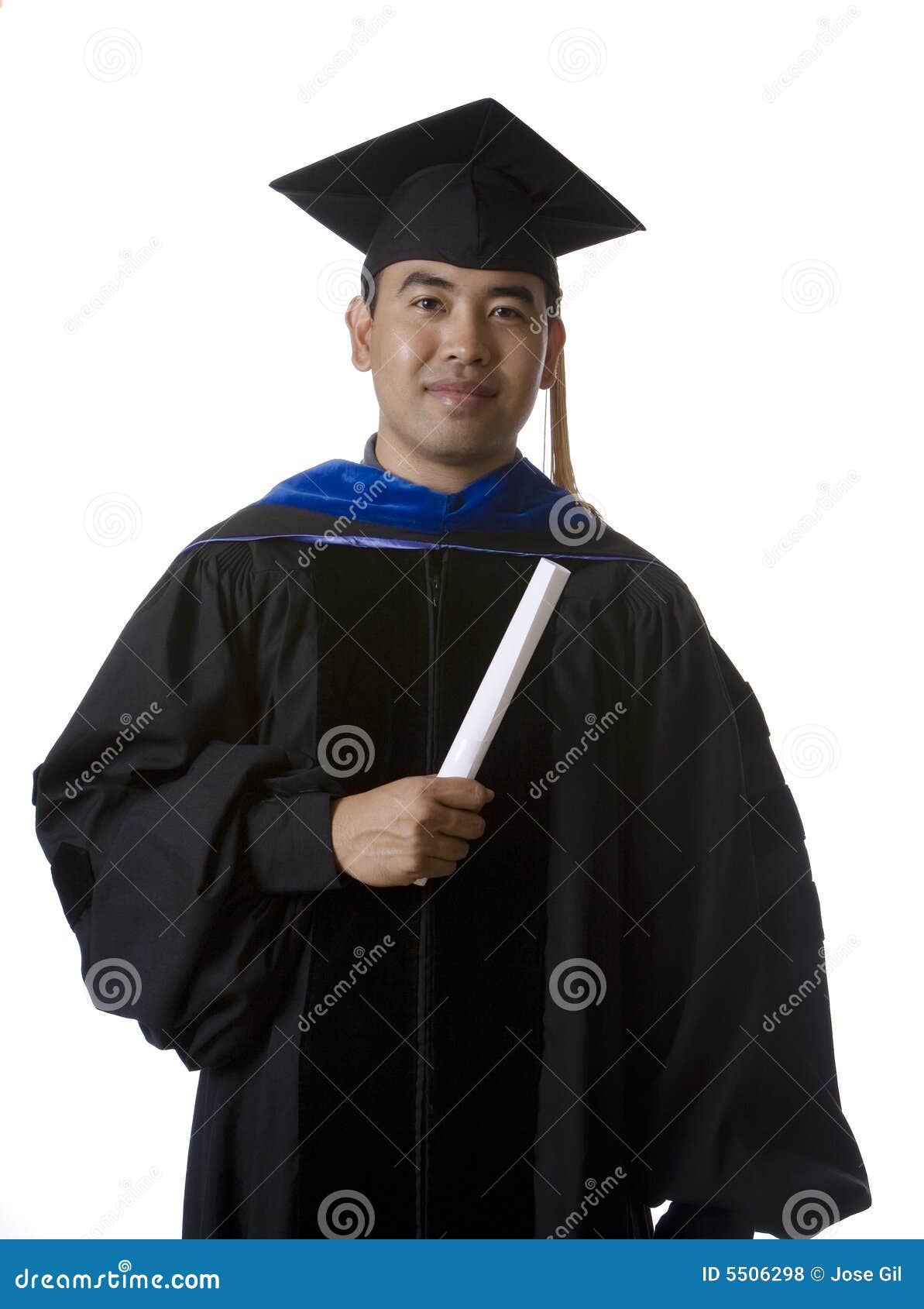 PhD Doctoral Graduate In Regalia Gown, Holding Tudor Bonnet Cap ...