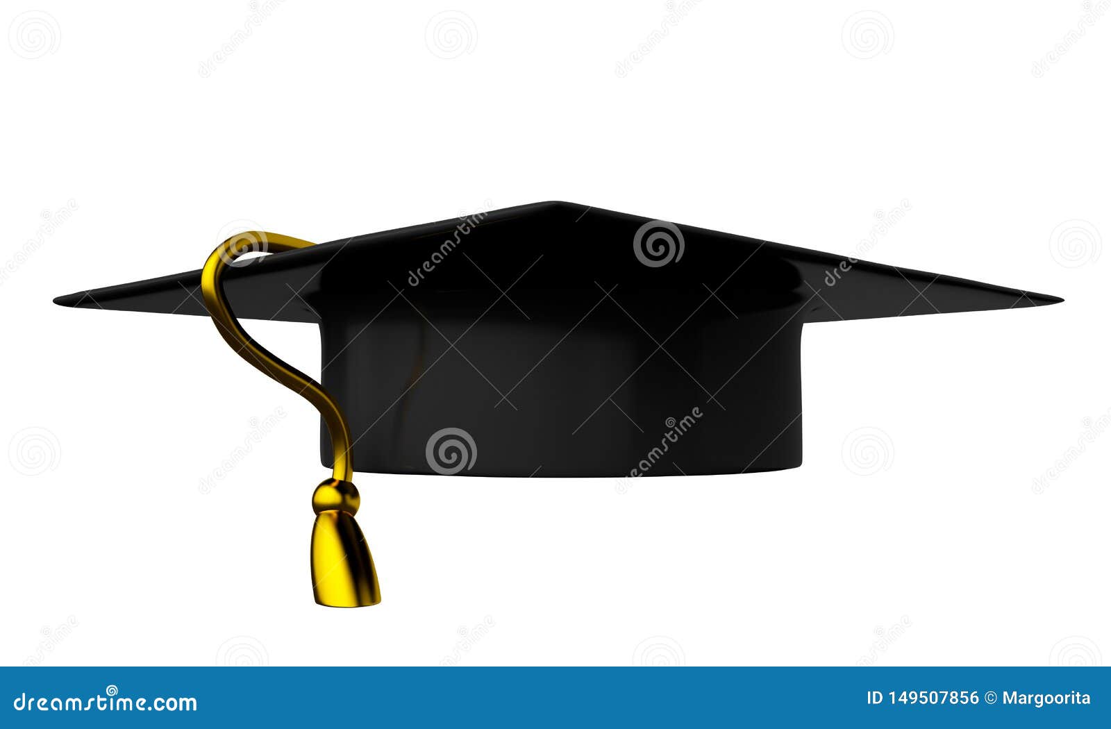 Graduate Cap. Front View. 3d Rendering Stock Illustration ...