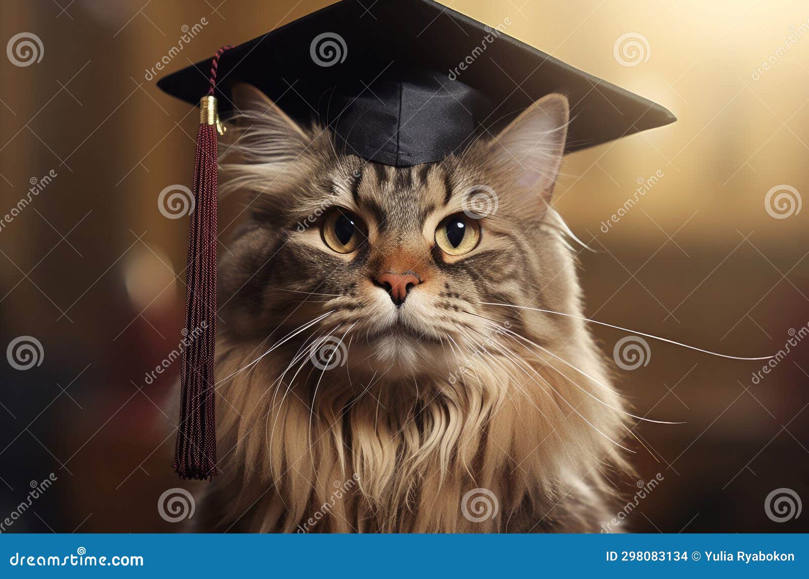 Graduate Cat Smart. Generate AI Stock Photo - Image of kitten ...