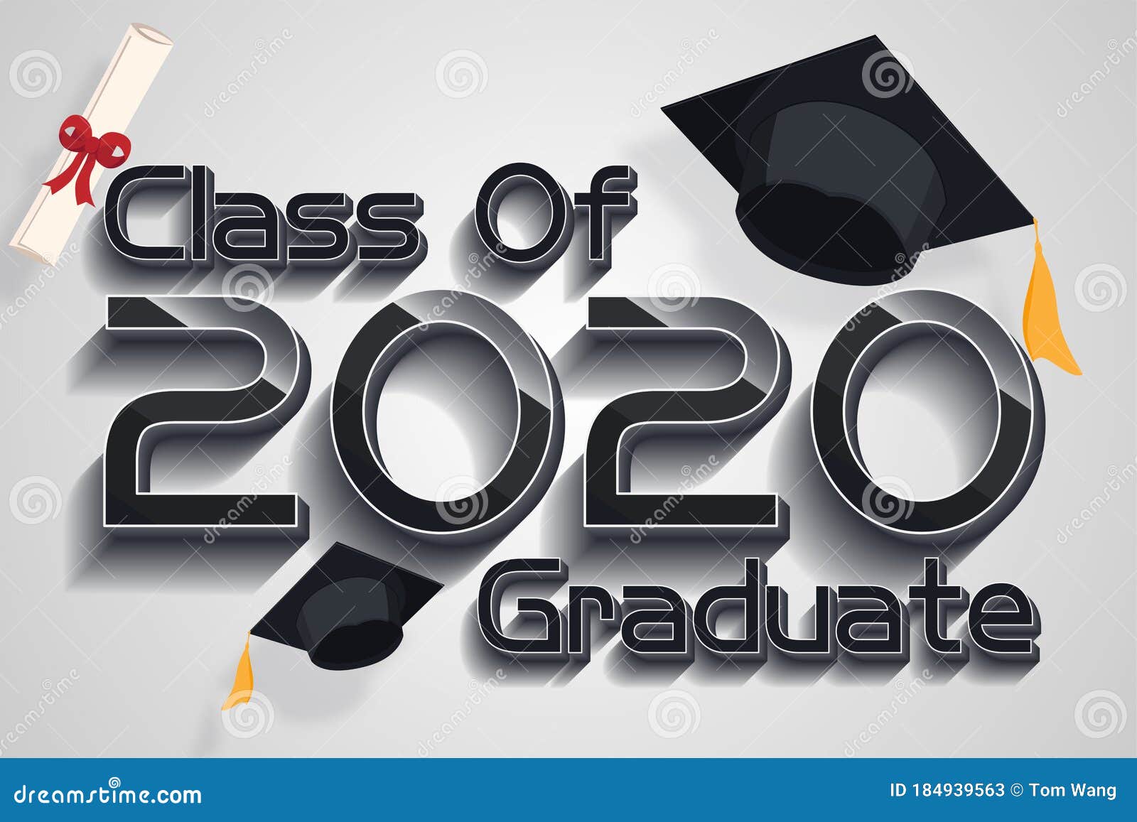 Class of 2020 Text Design with Graduation Cap Stock Illustration ...