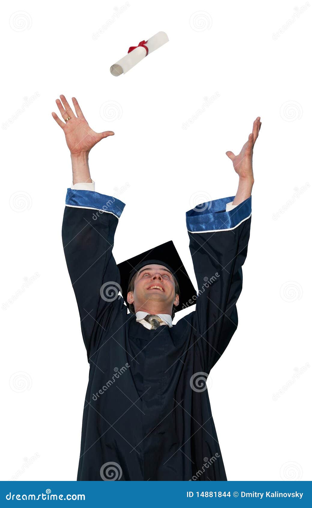 Graduate in Cloak Throwing Diploma Stock Photo - Image of complete ...