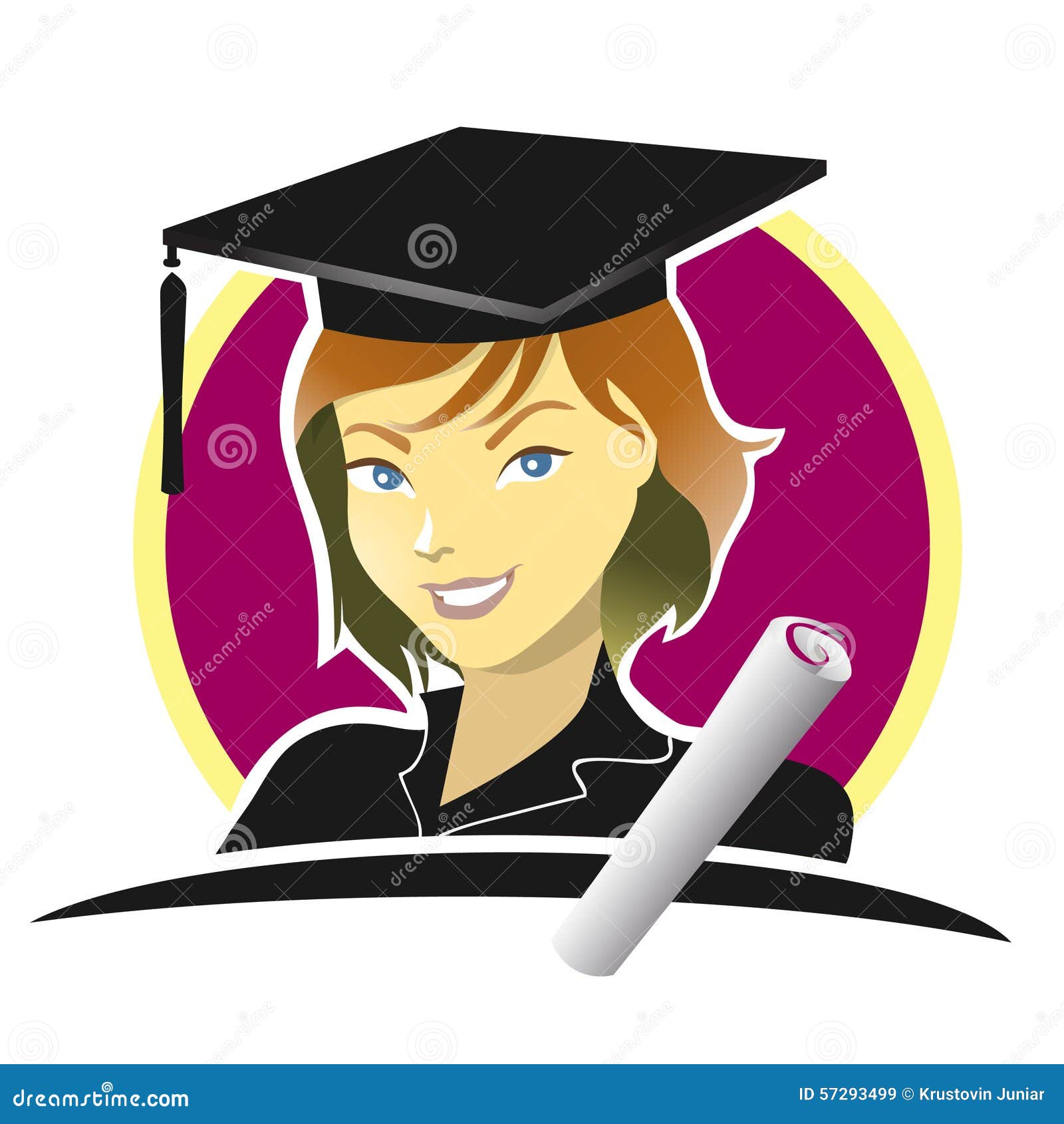 Graduate Female Student with Pretty Face Stock Vector - Illustration of ...