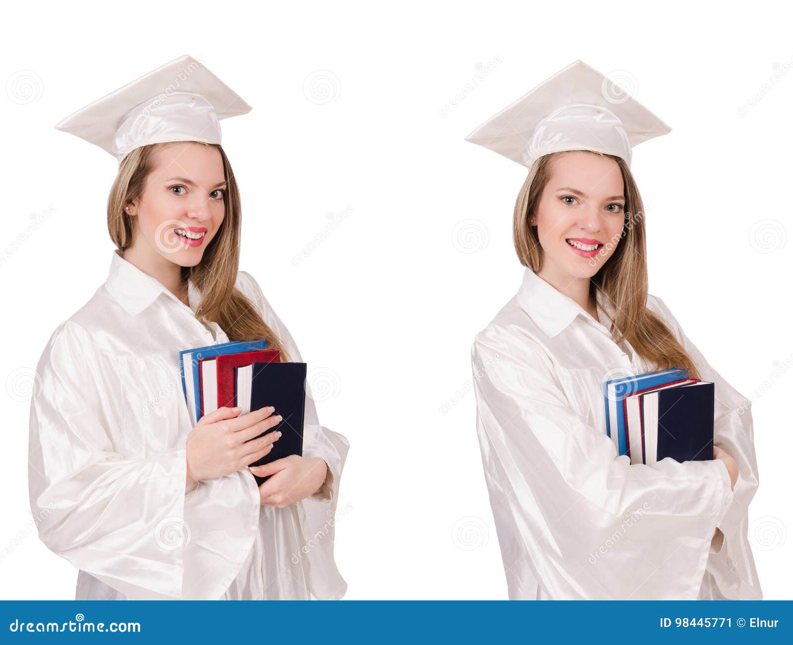 The Graduate Girl with Diploma Isolated on White Stock Image - Image of ...