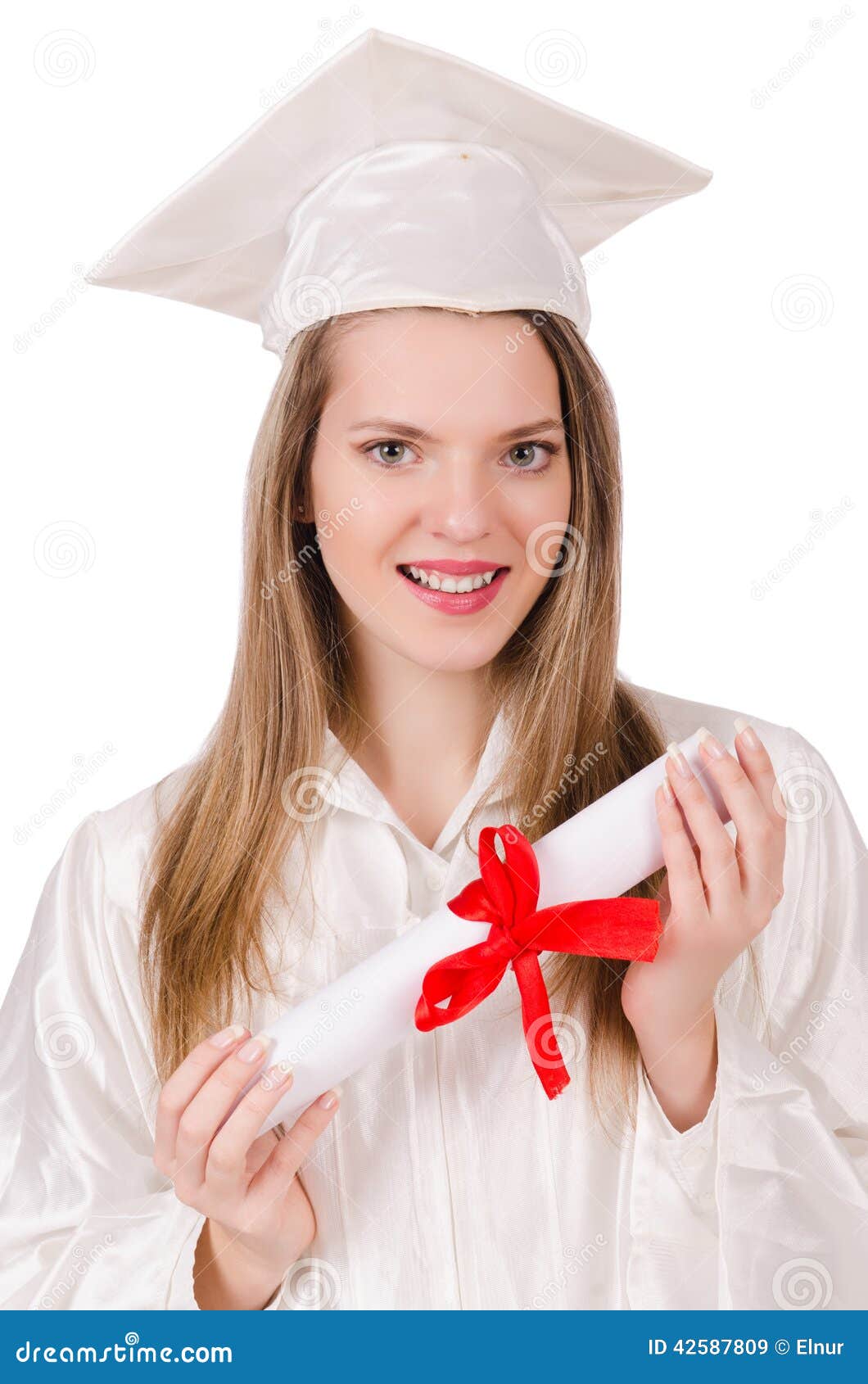Graduate girl solated stock image. Image of mortarboard - 42587809