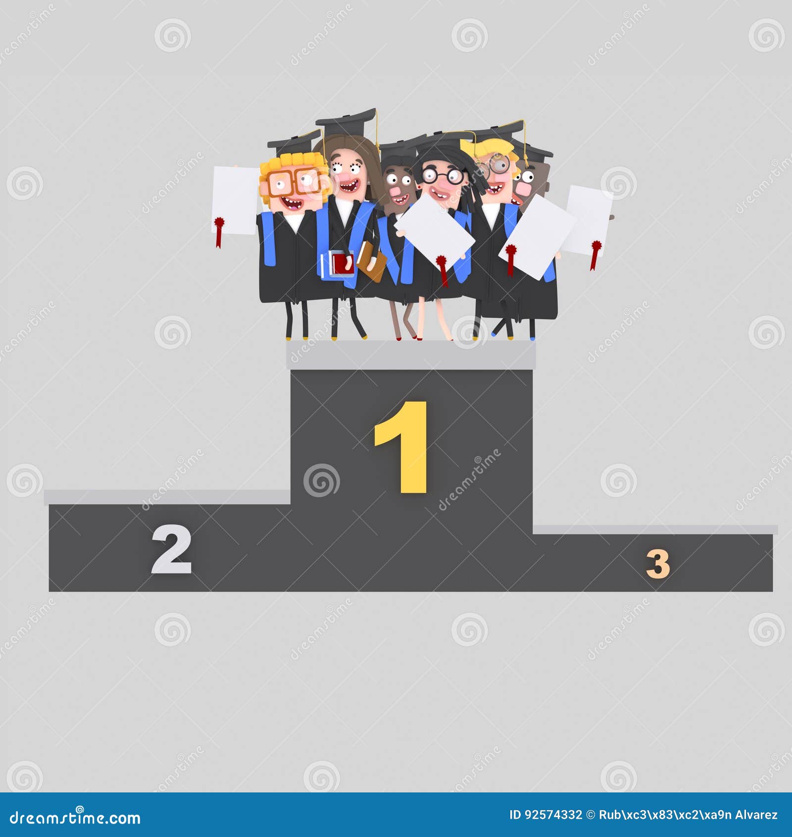 Graduate group on podium stock illustration. Illustration of graduate ...