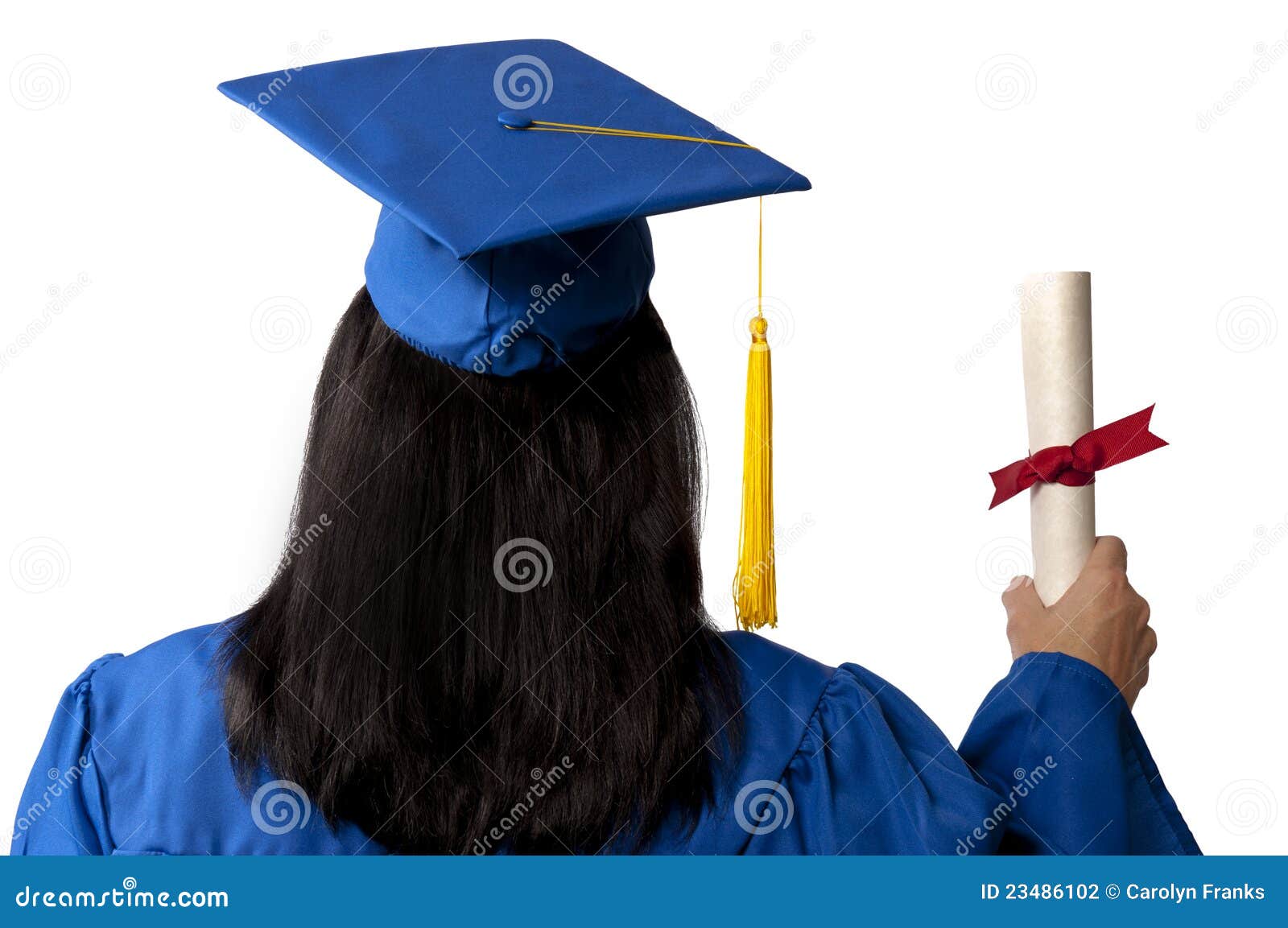 Graduate Holding Diploma Seen from Behind Stock Photo - Image of life ...
