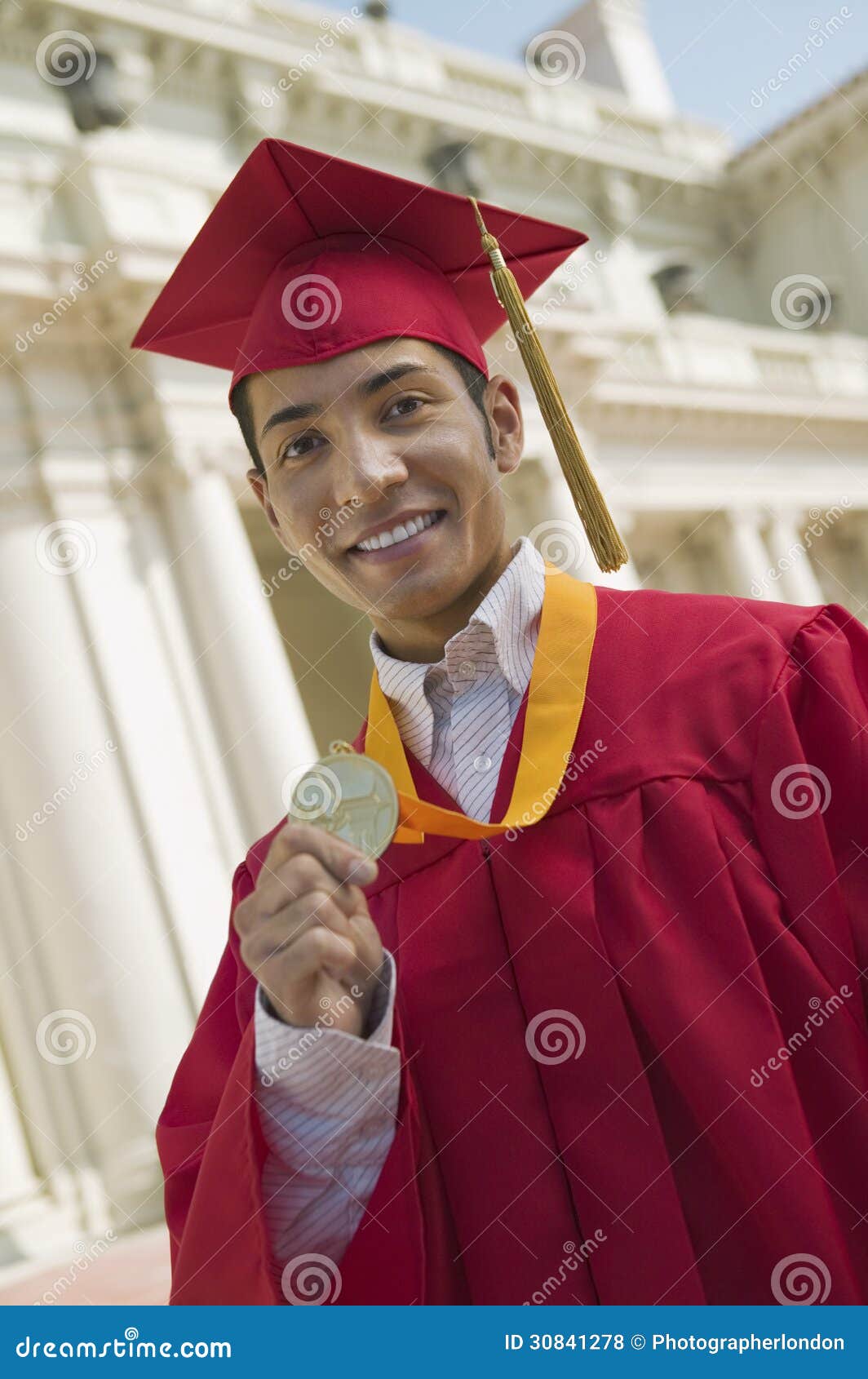 Graduate Holding Medal Portrait Stock Photo - Image of halflength ...