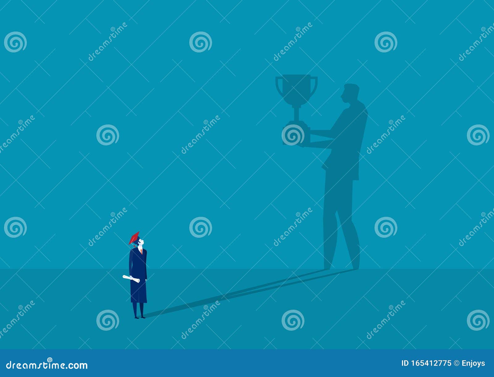 The Graduate Looked at Him Shadow in the Future. Successful Stock ...