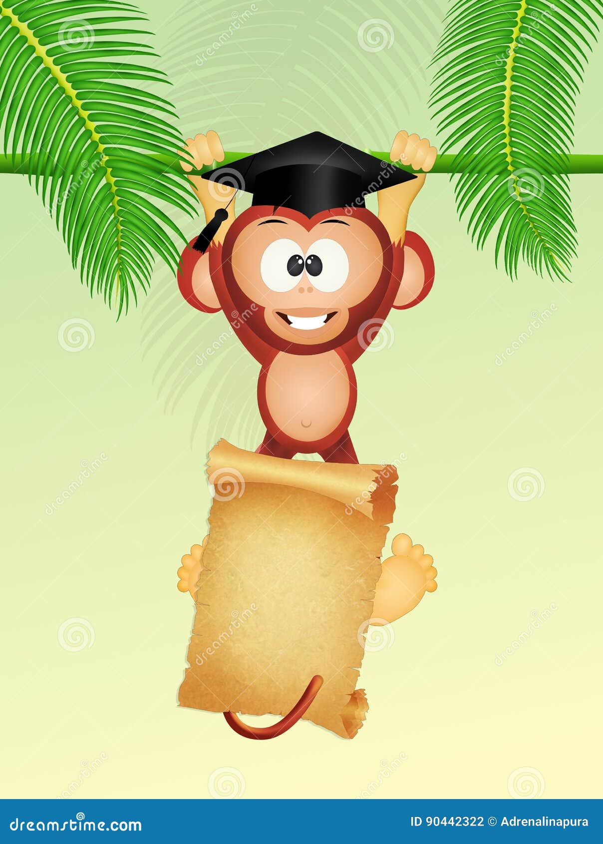 Graduate Monkey with Parchment Stock Illustration - Illustration of ...
