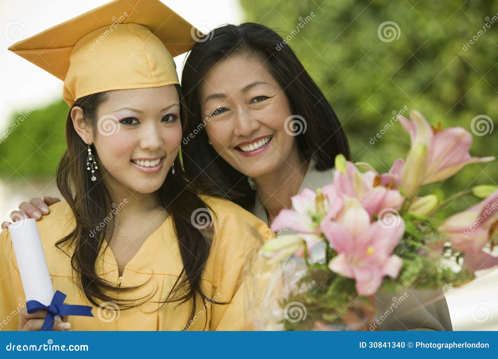 Graduate and Mother Outside Portrait Stock Photo - Image of camera ...