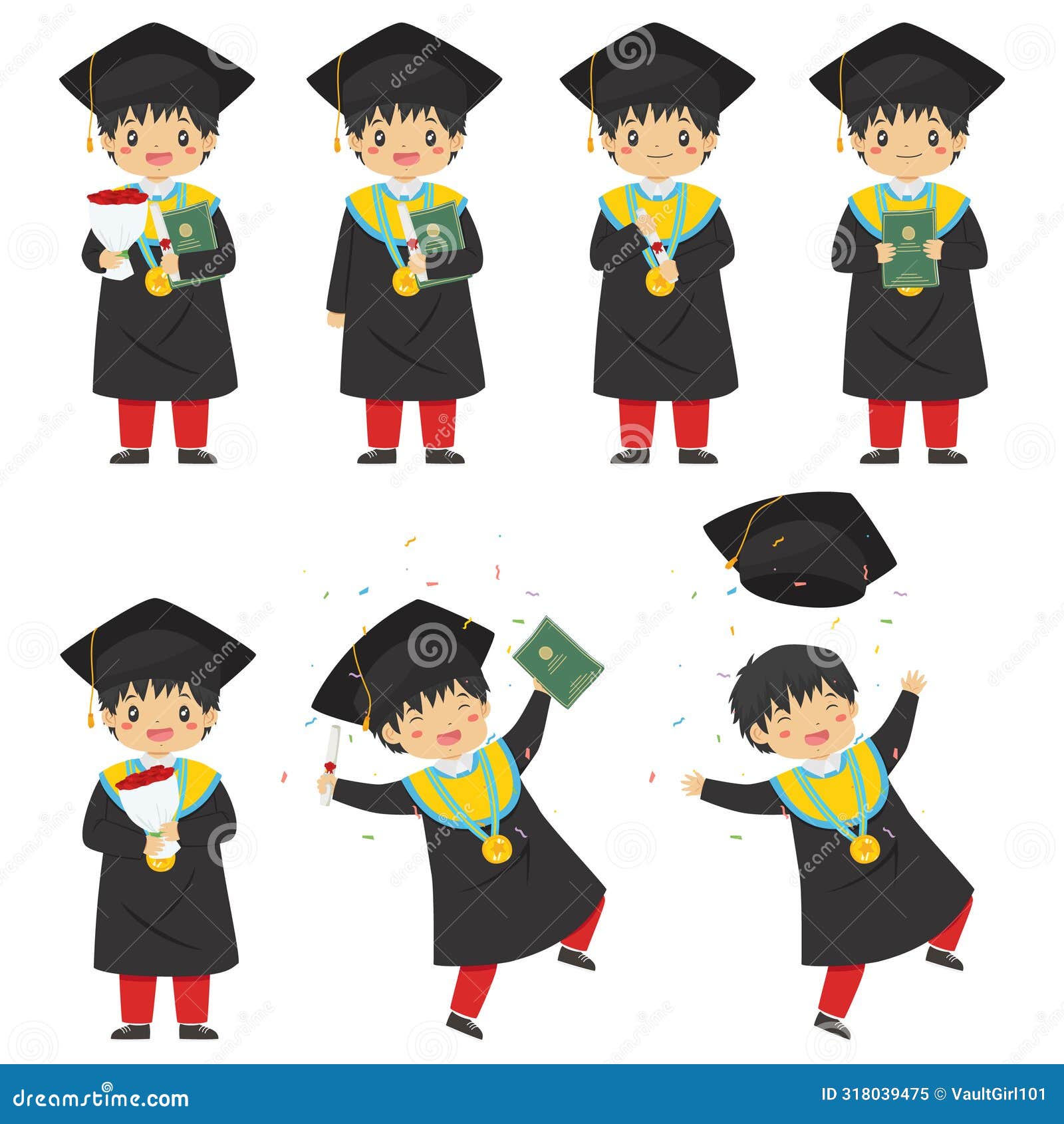 Graduate Muslim Boy Student Vector Set Stock Vector - Illustration of ...