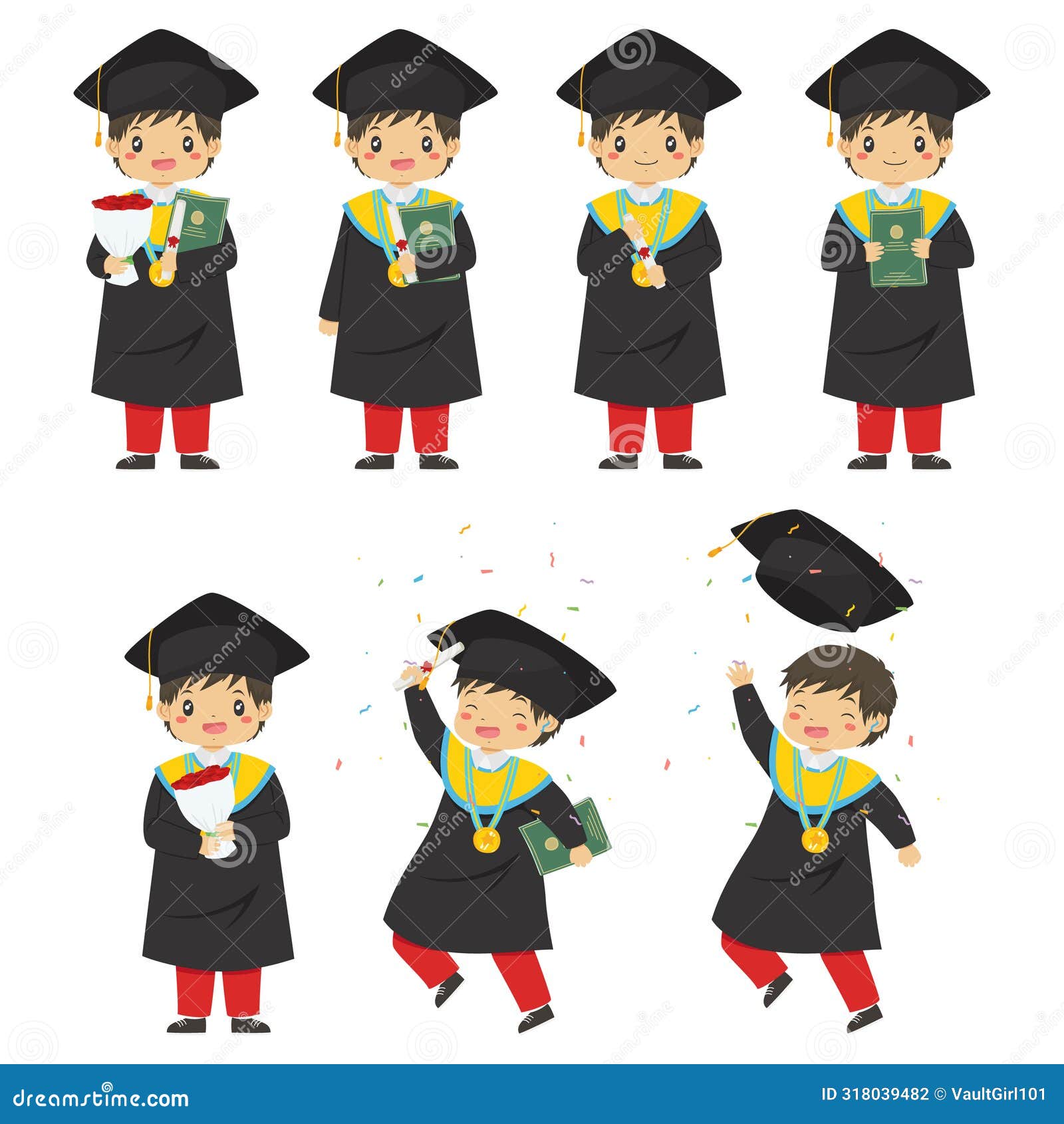 Graduate Muslim Boy Student Vector Set Stock Vector - Illustration of ...