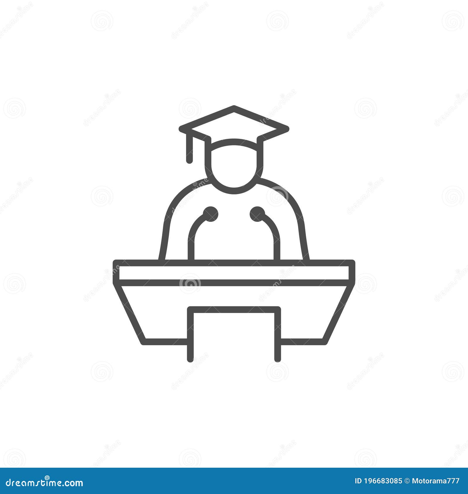Graduate at Podium Line Outline Icon Stock Vector - Illustration of ...