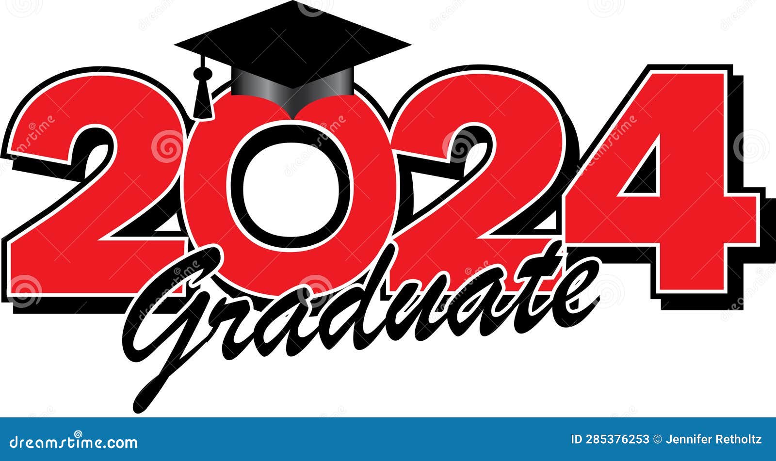 2024 Graduate Red and Black Stock Illustration - Illustration of ...