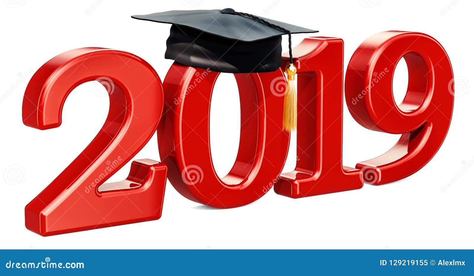 Graduate 2019, Red Inscription. 3D Rendering Stock Illustration ...